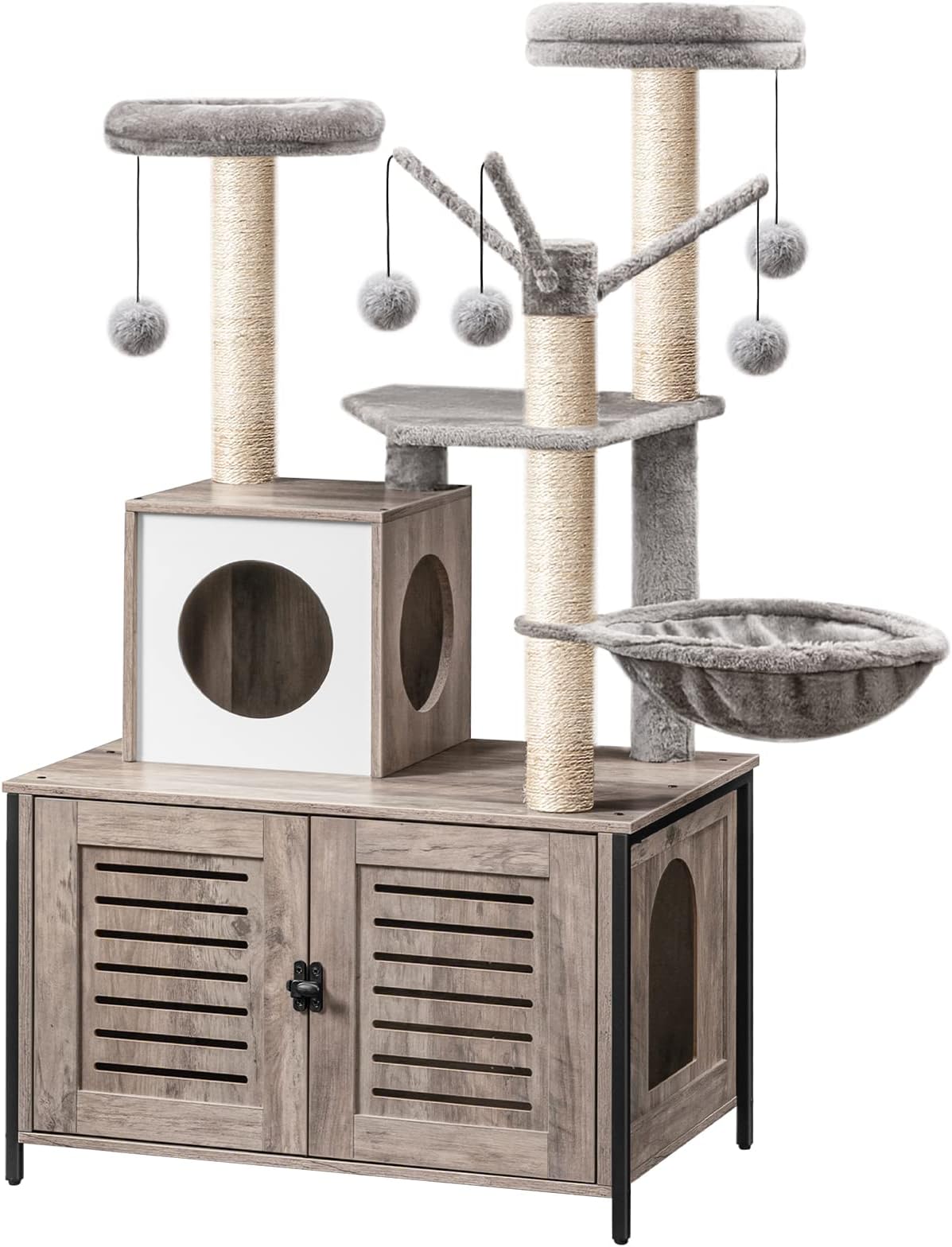 Amazon.com : BEWISHOME Cat Tree with Litter Box Enclosure All-in-one ...