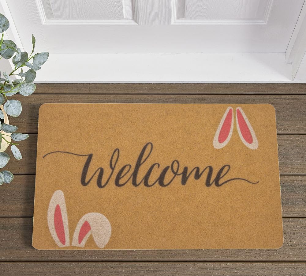 Amazon.com: HinyBoeh Easter-Welcome-Doormat Bunny-Rabbit Mat - Non-Slip ...
