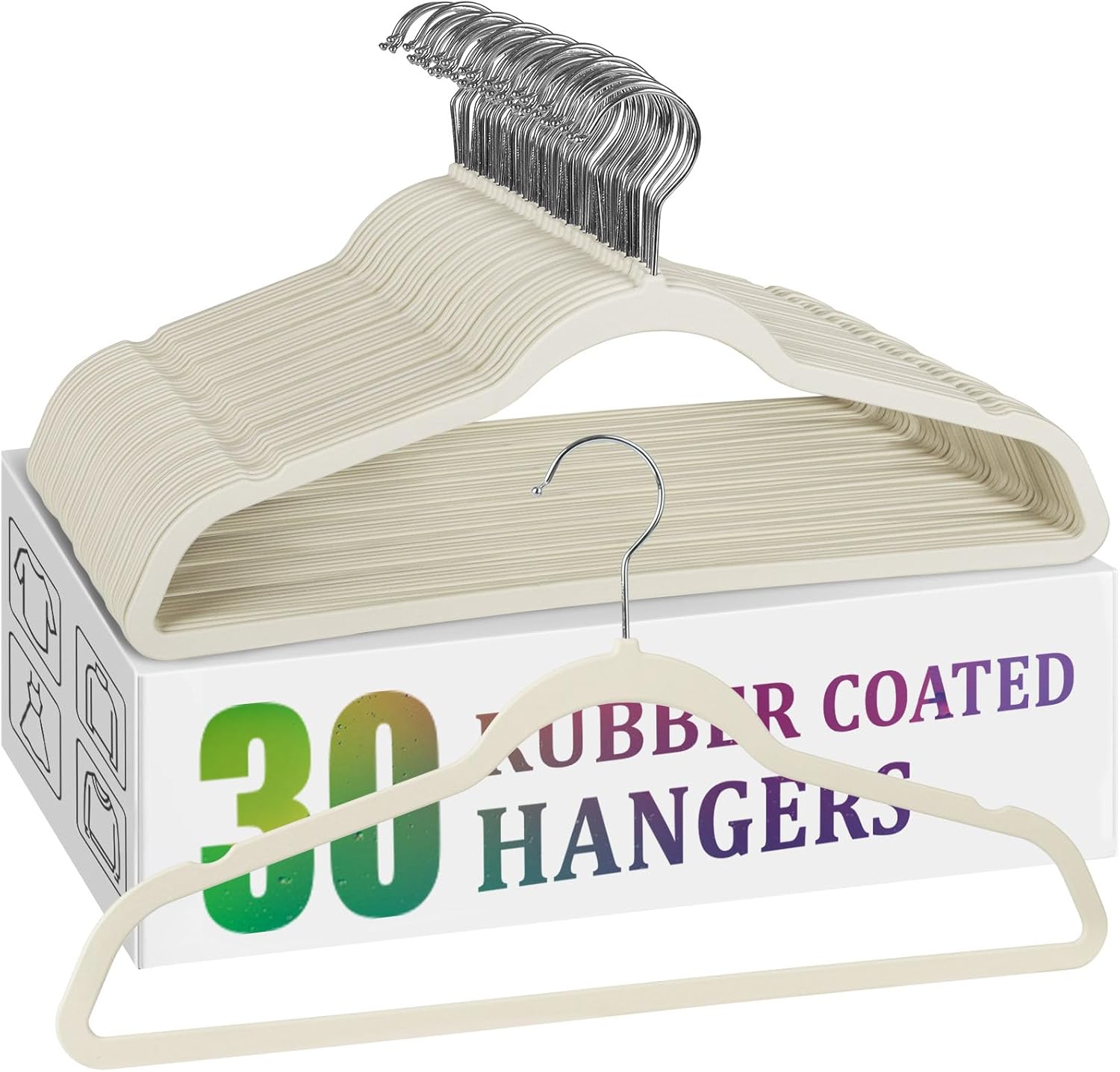 Amazon.com: Rubber Coated Plastic Hangers 30 Pack Clothes Hangers, 17.5 ...