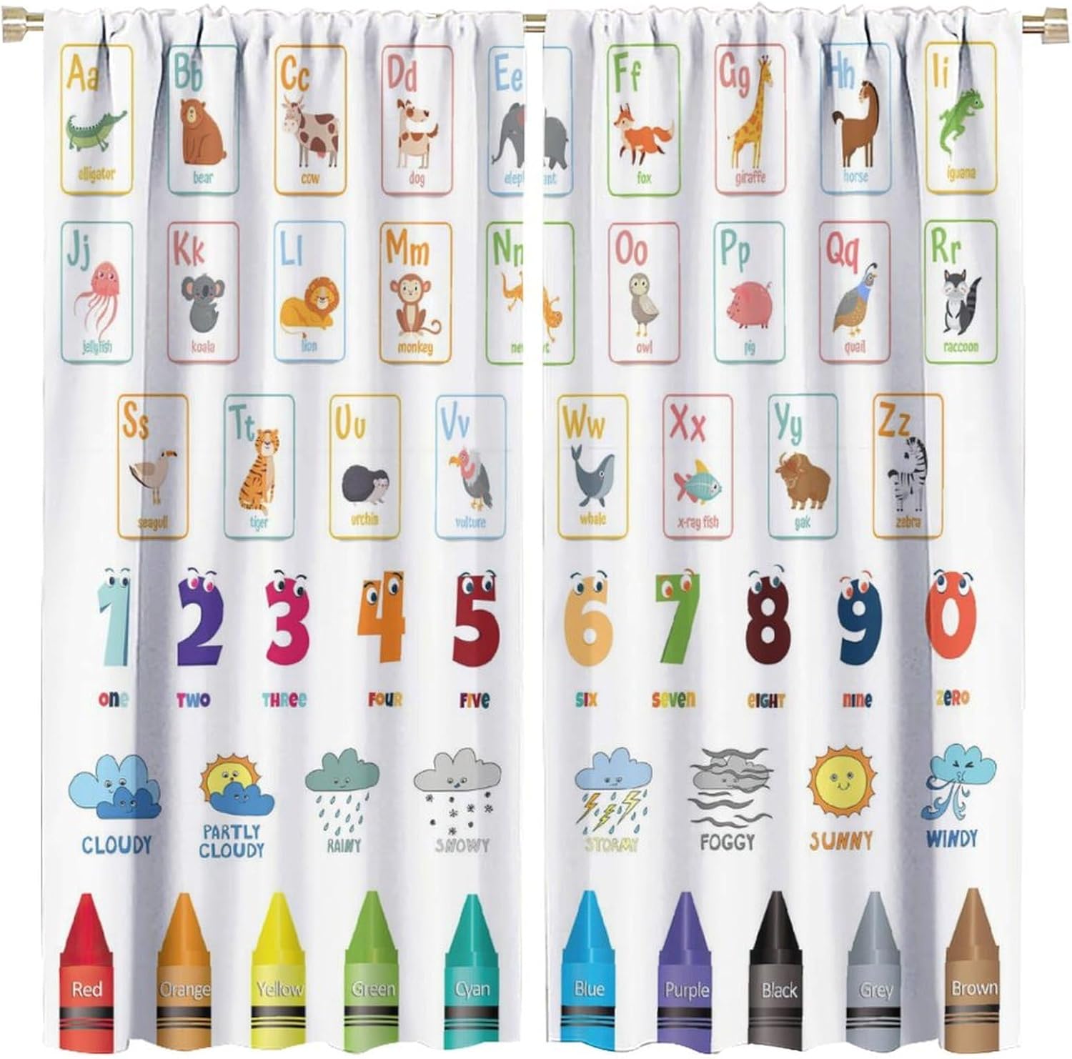 Amazon.com: Kids Alphabet ABC Decor Curtains, Children Boys Girl ...