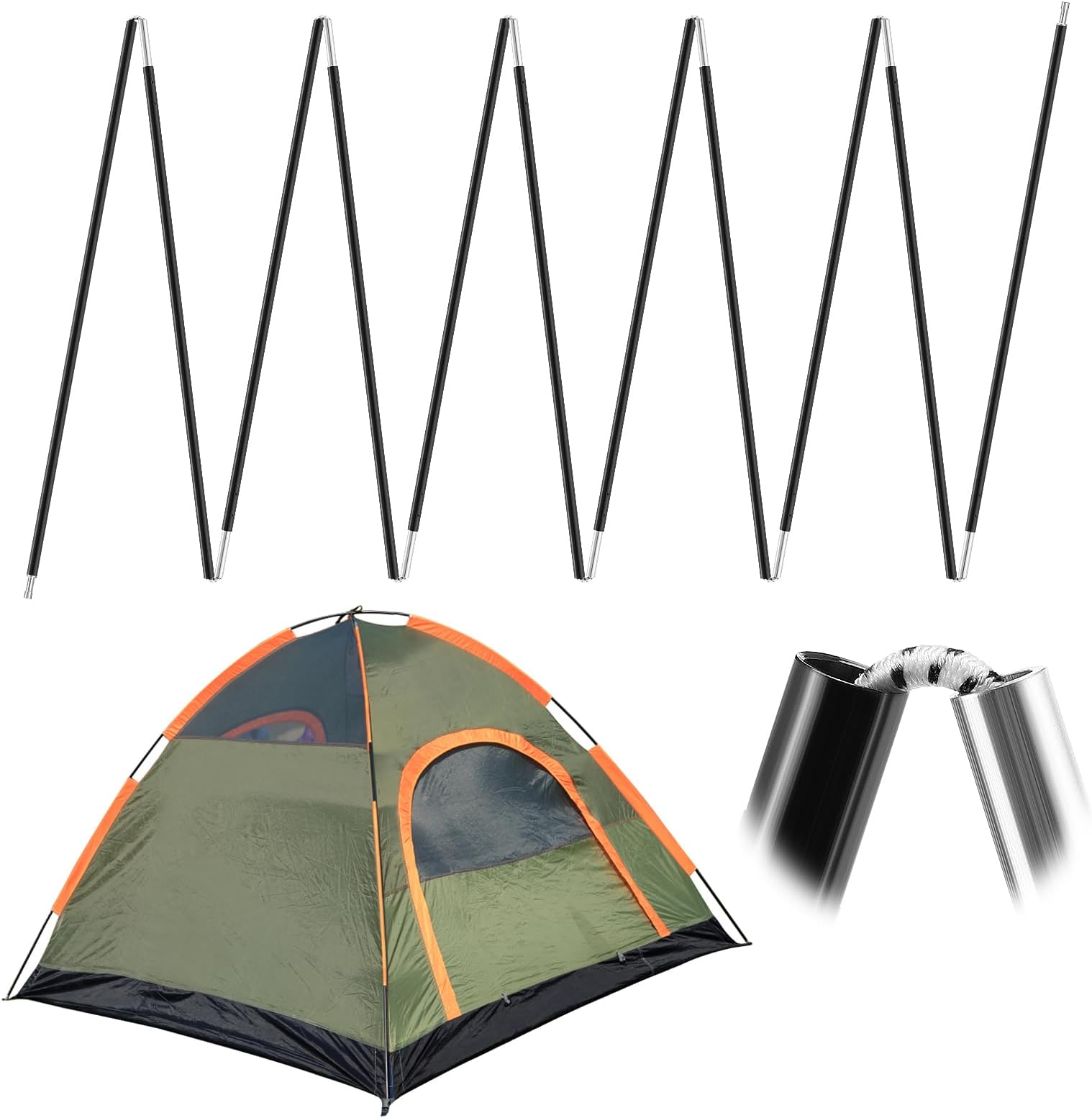 Amazon.com : KangTeer Aluminum Rod Tent Pole 2 Pack 3.6m/11.8 ft Alloy ...