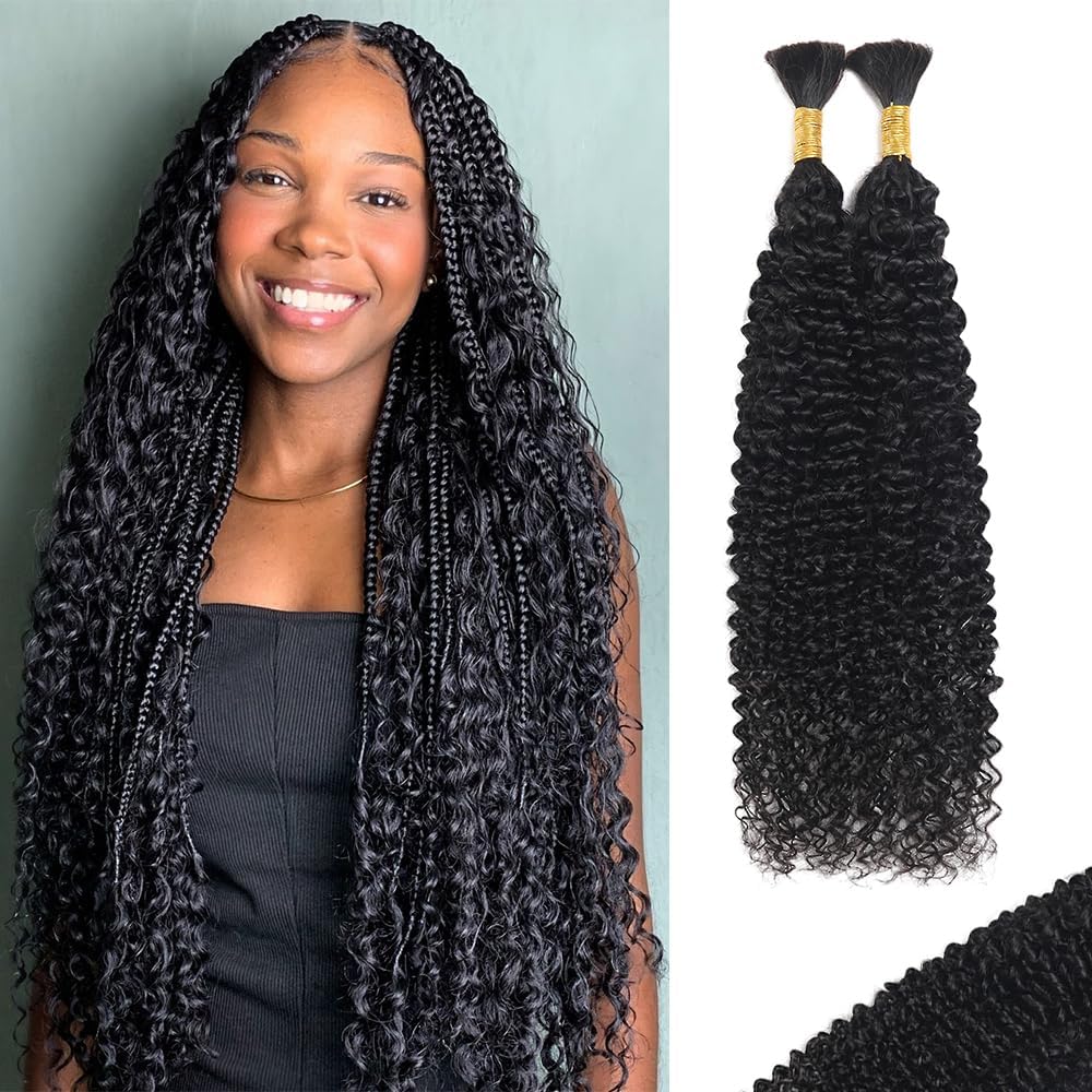 Amazon.com : Human Braiding Hair For Boho Braids 2 Bundles Deep Wave ...
