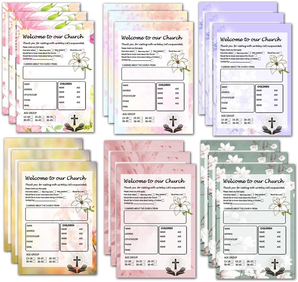 Amazon.com : SMARSTICKER 100 Pcs Church Visitor Cards Welcome Postcard ...