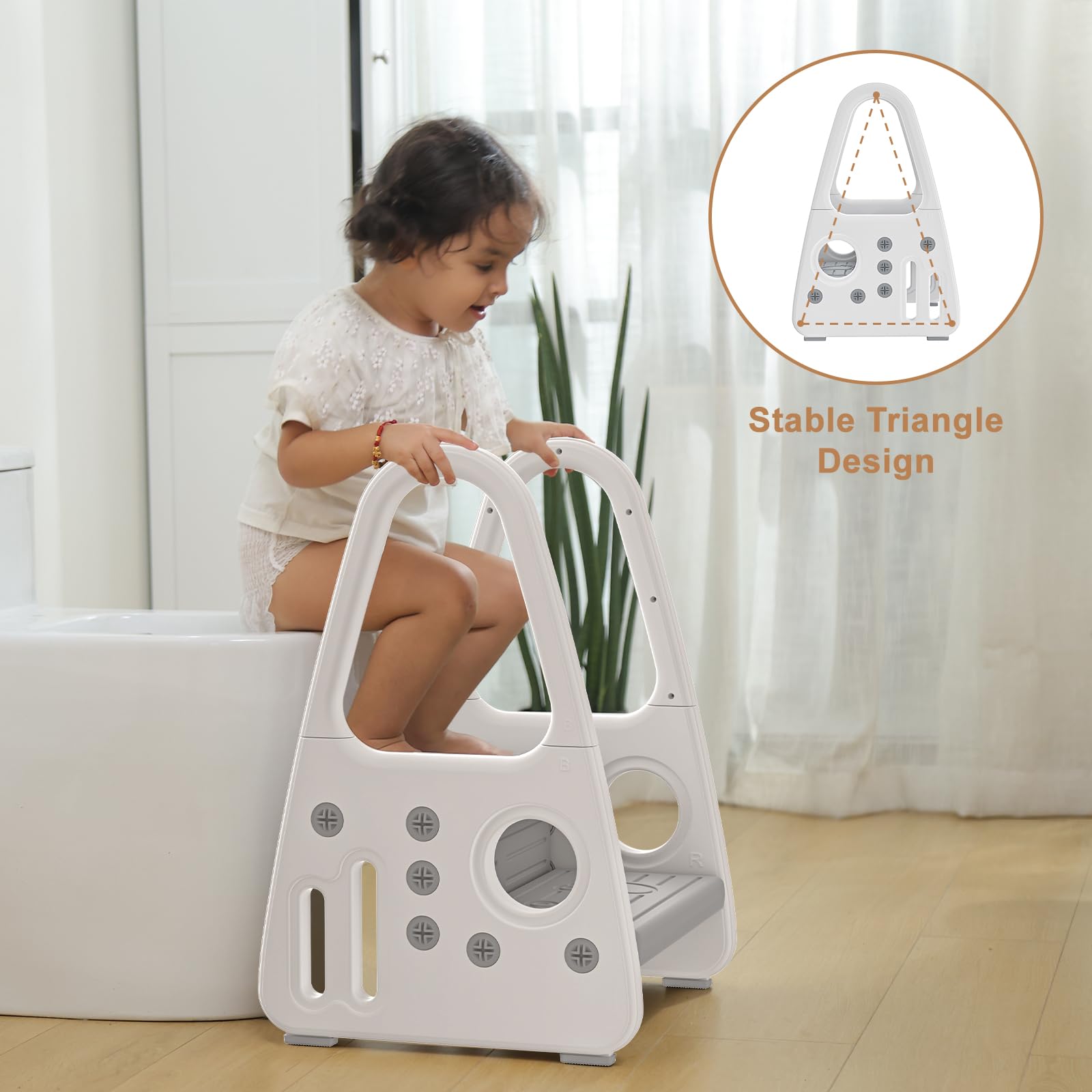 Potty Training Step Toddler Step Stool With Safety Handles - 3-Level ...