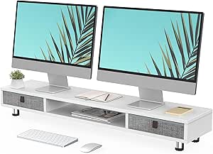 Fenge Dual Monitor Stand 108cm Large Monitor Stands Riser with 2 Extra ...