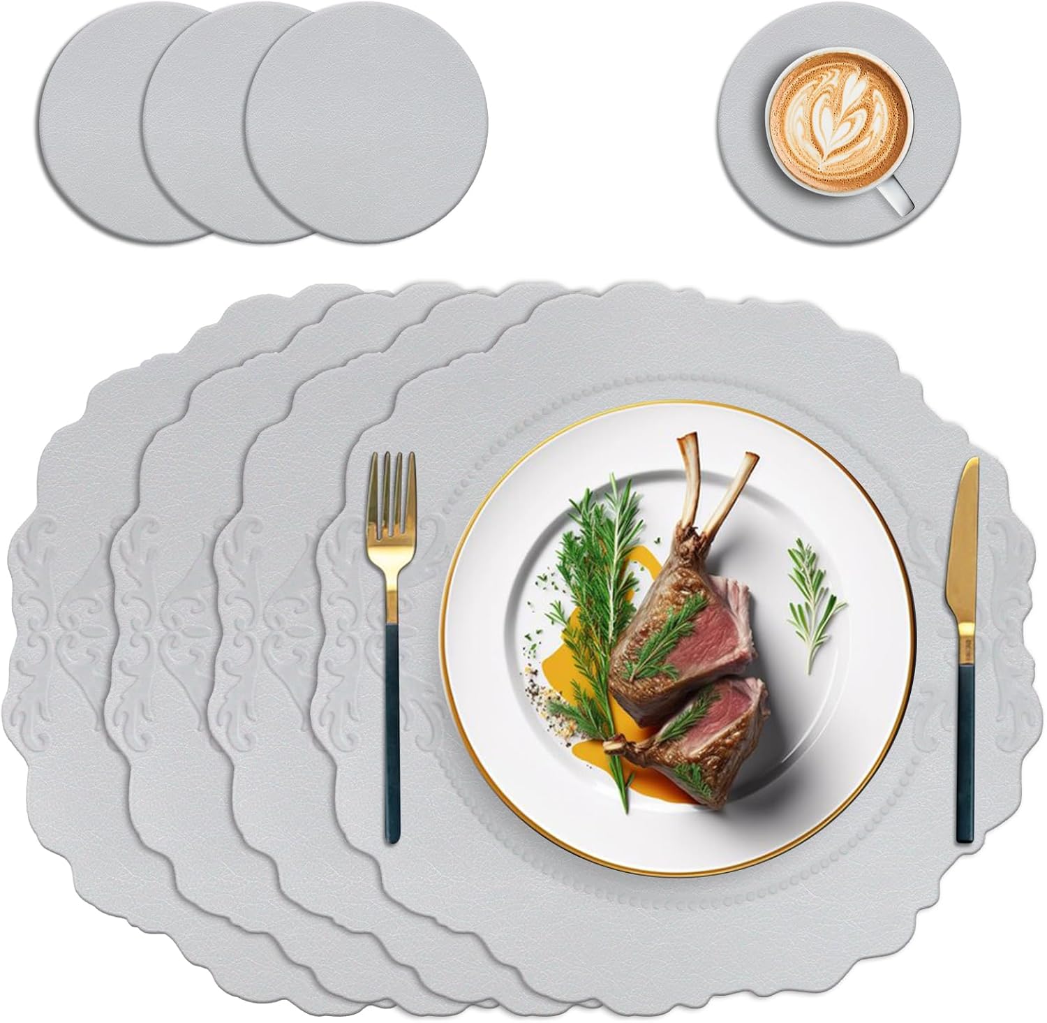 Set de Table en Cuir et Dessous de Verre Lot de 4, Sets de Table Cuir ...