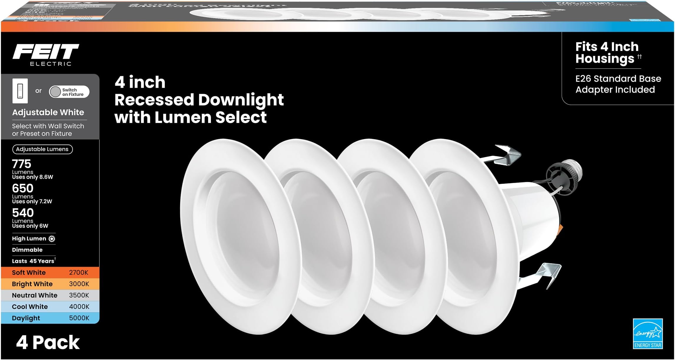 Feit Electric, LED 2 Pack Retrofit Kit, Replaces 5-6 inch, Soft white ...