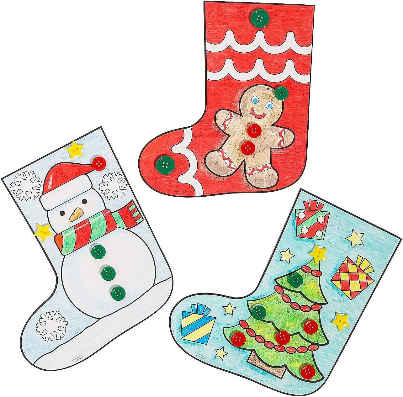Amazon.com: Color Your Own Christmas Stocking with Buttons Craft Kit ...