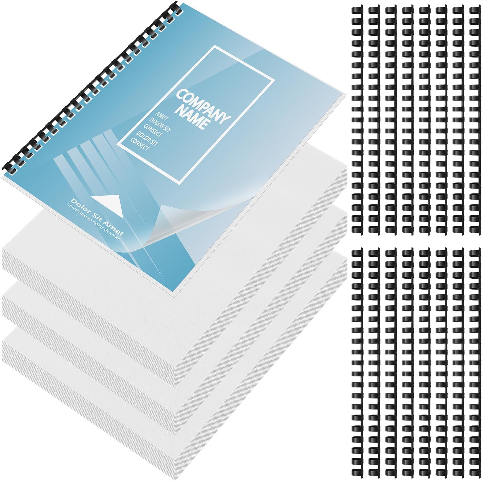 Amazon.com : Fulmoon 300 Pcs Binding Covers and Combs kit, Binding 8.5 ...