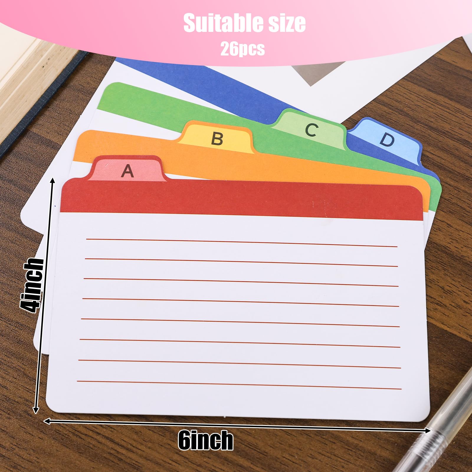 Snapklik.com : 26PCS Index Card Dividers, 6"x4" Colored Note Cards ...
