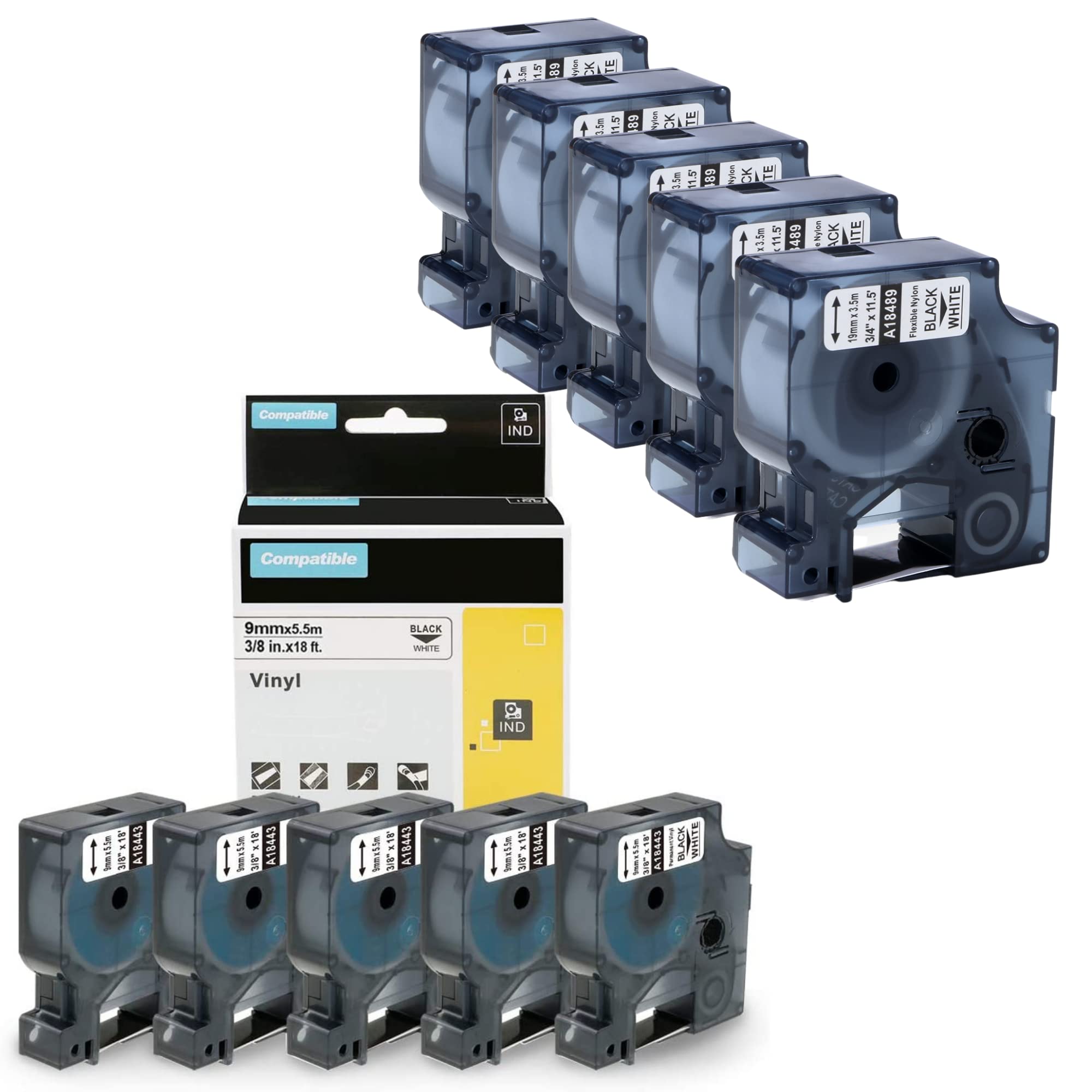 Amazon.com : 5 Pack 18443 Permanent Vinyl Labels 3/8" + 5 Pack 18489 ...