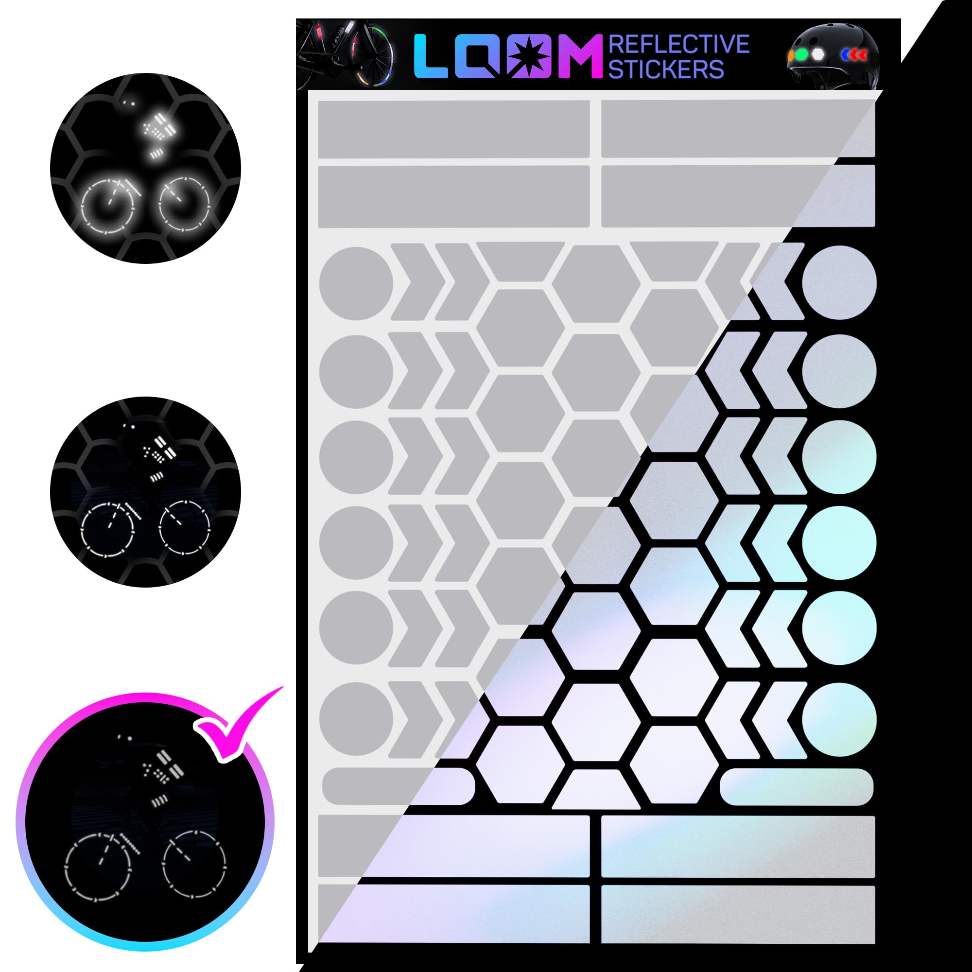 LOOM Reflective Stickers Kit (67pcs WHI-Gray)• Nighttime Safety ...