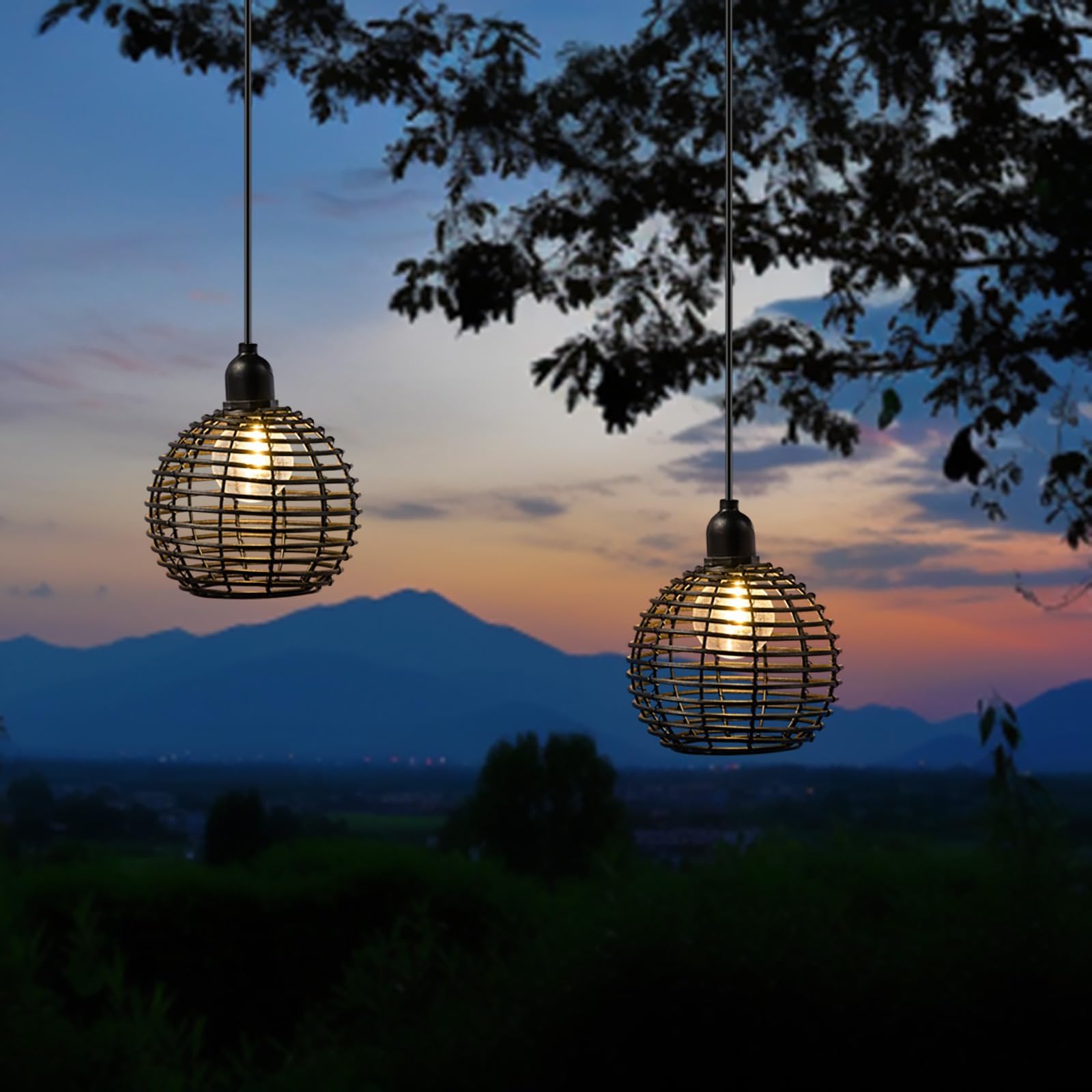Amazon.com: Hanging Solar Lantern Lights Waterproof, Outdoor Chandelier ...