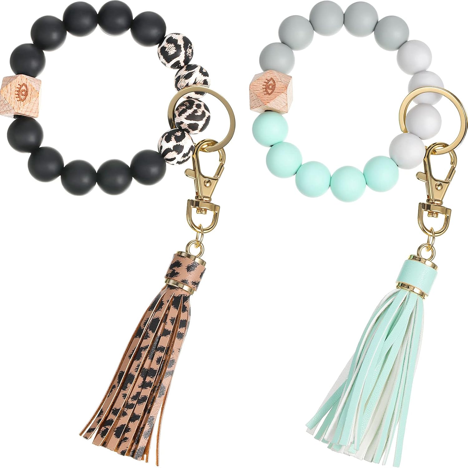 Hicarer 2 Pieces Silicone Bead Key Ring Bracelet Portable House Car ...