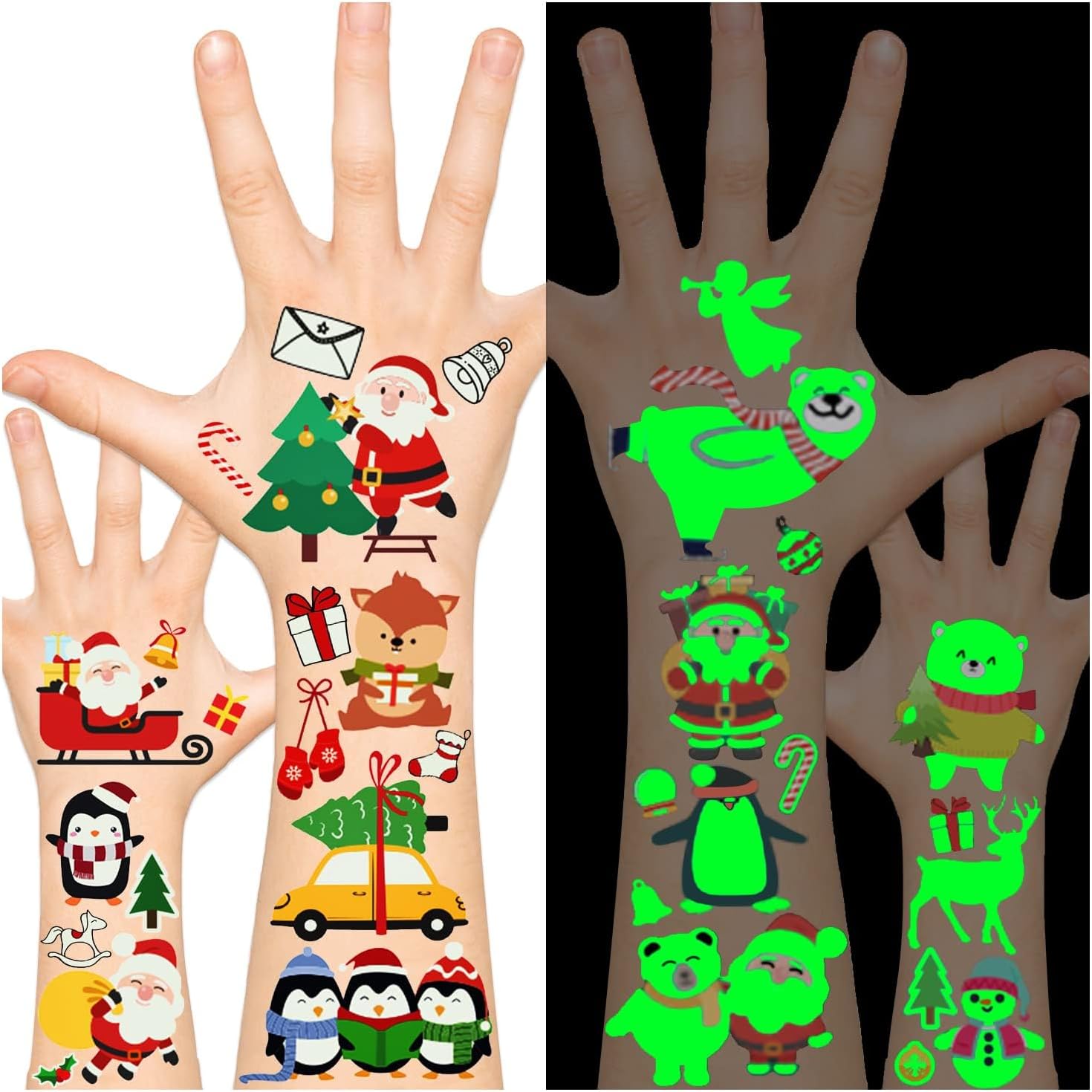 Amazon.com : 6 Sheets Mario Luminous Temporary Tattoos for Kids, Glow ...