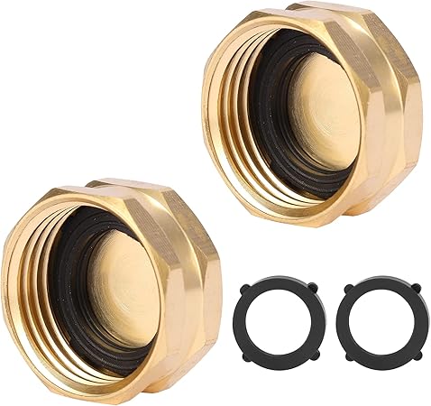 Amazon.com : Sanpaint 2 Pack Garden Hose End Caps with Washers, Brass ...