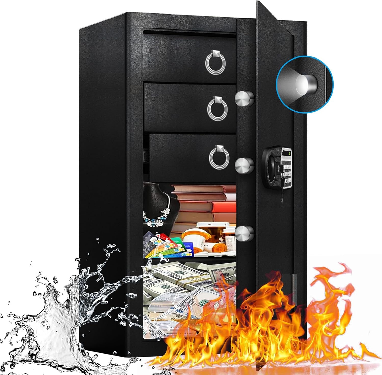 ToruKeep 6.1 Cuft Large Document Safe Box Fireproof Waterproof, Heavy ...