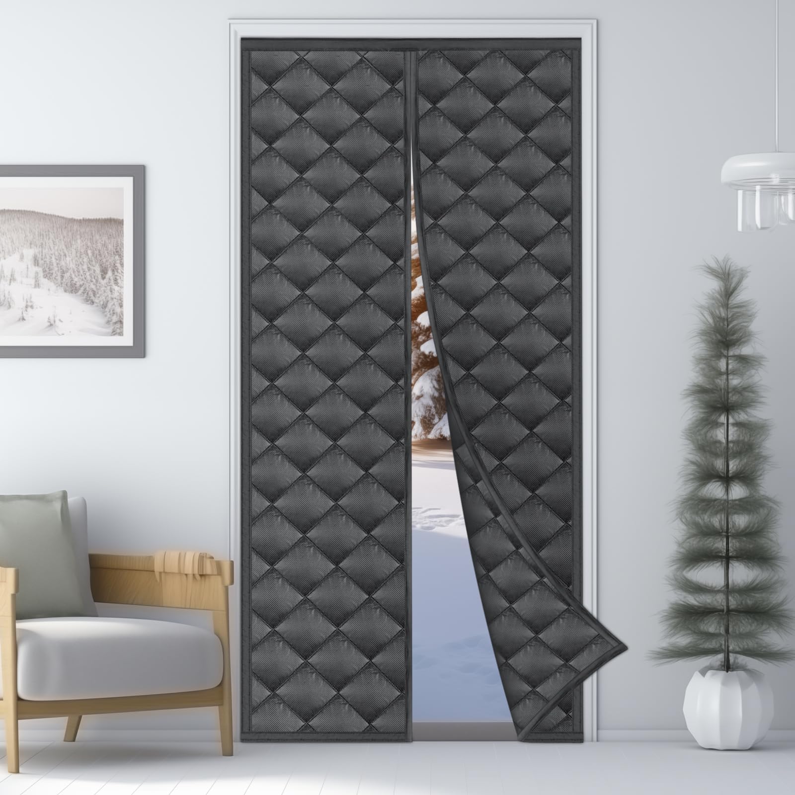 Upgraded Magnetic Thermal Insulated Door Curtain,Thicken Polyester ...