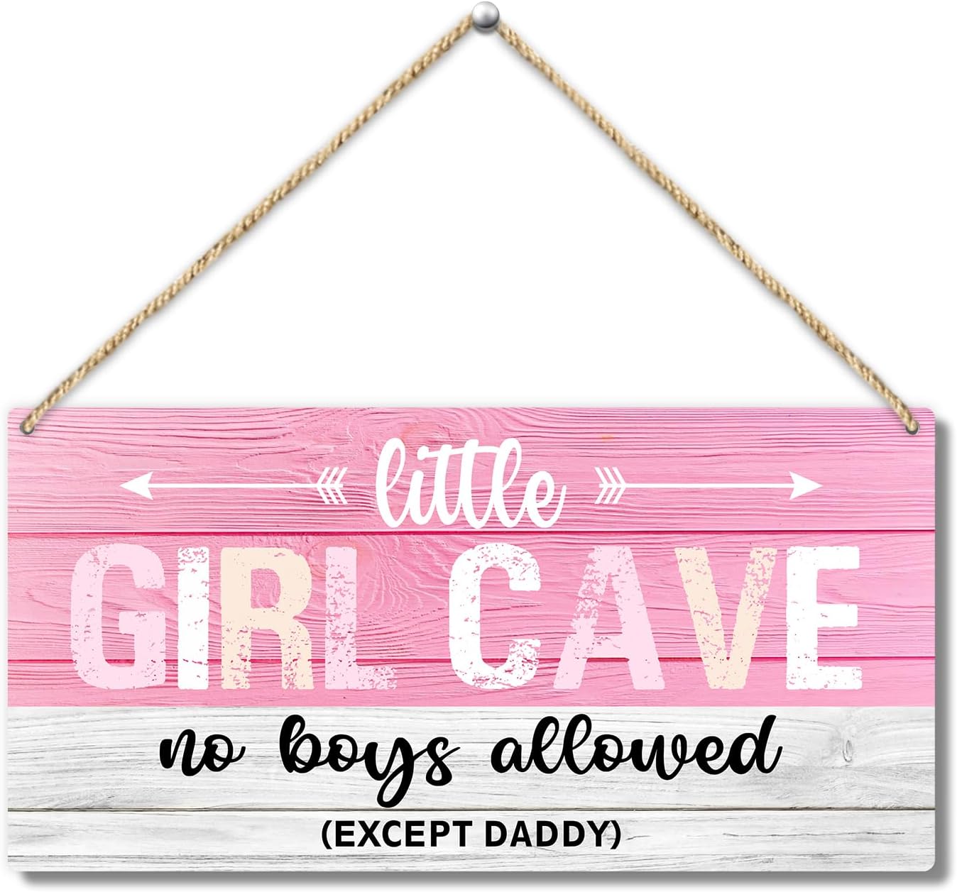 Amazon.com : Pink Bedroom Nursery Room Wooden Hanging Sign, Girl Cave ...