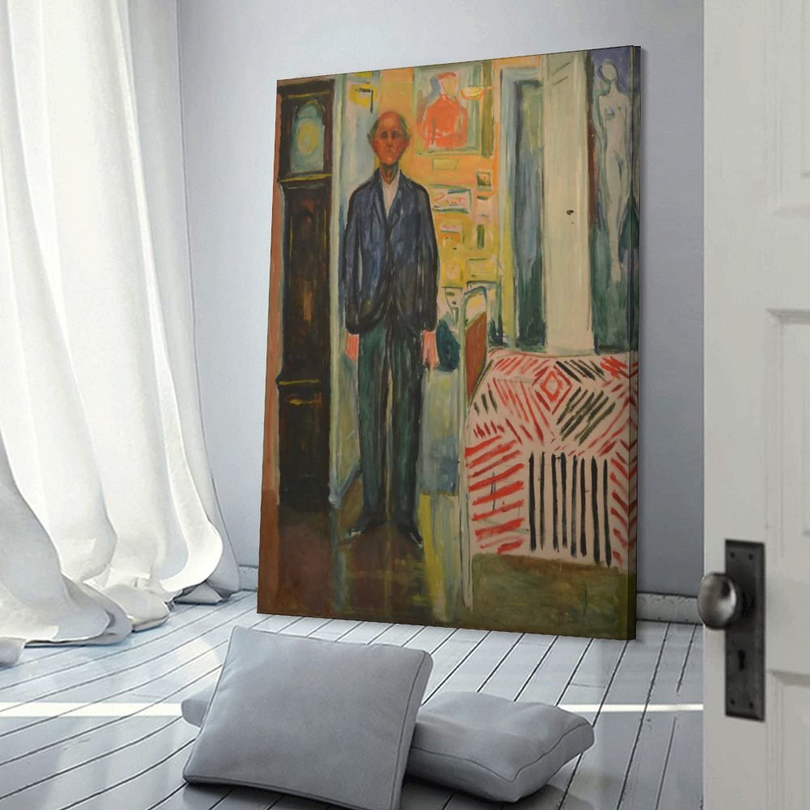 Edvard Munch Self Portrait Between Clock Bed
