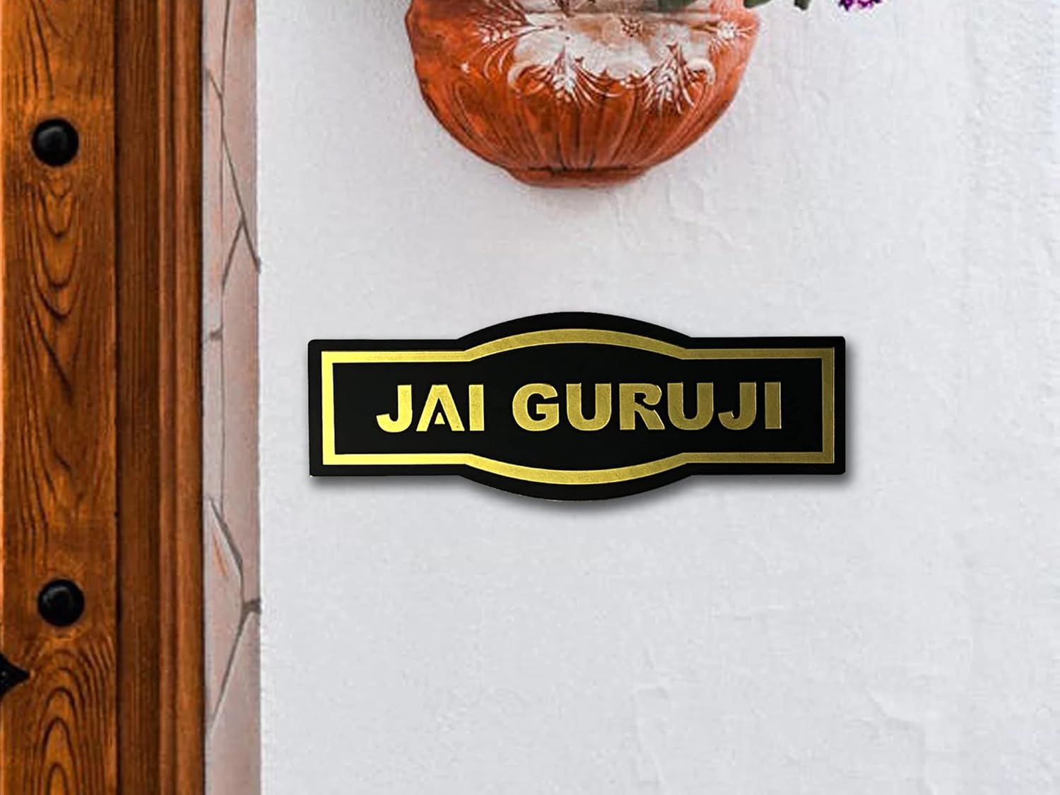 Buy CraftsCart Blessing Always Guru Ji Door Plate | Guruji Black Name ...