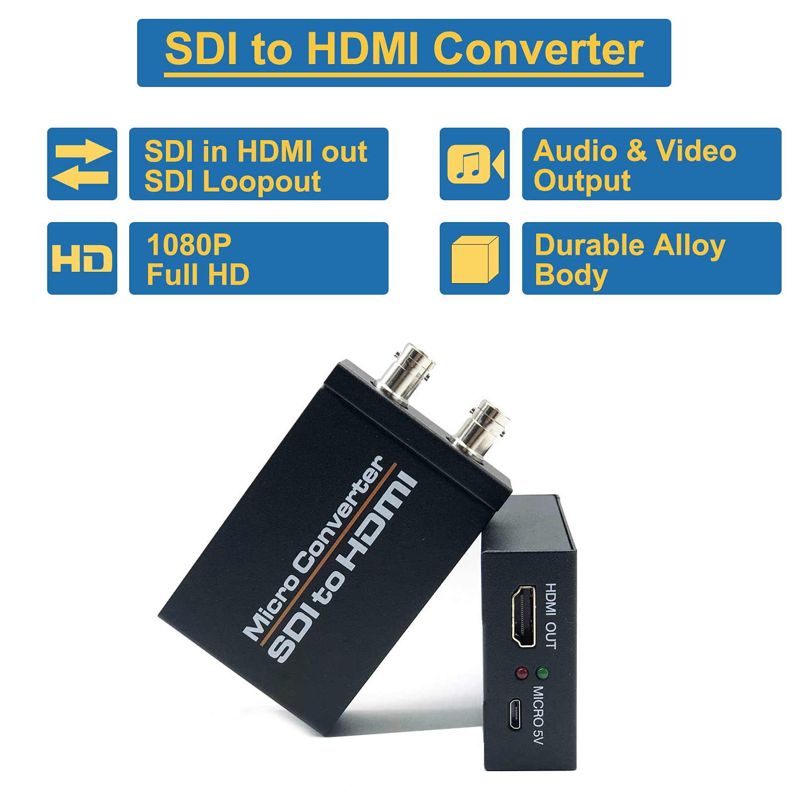 Buy Destank SDI to HDMI Converter, SDI in HDMI Out SDI Loopout, 1080P ...