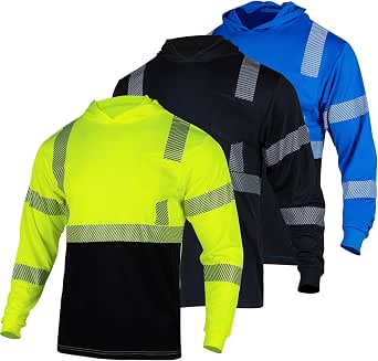 Amazon.com: FONIRRA 3 Pack Hi Vis Shirts for Men Safety Reflective Long ...