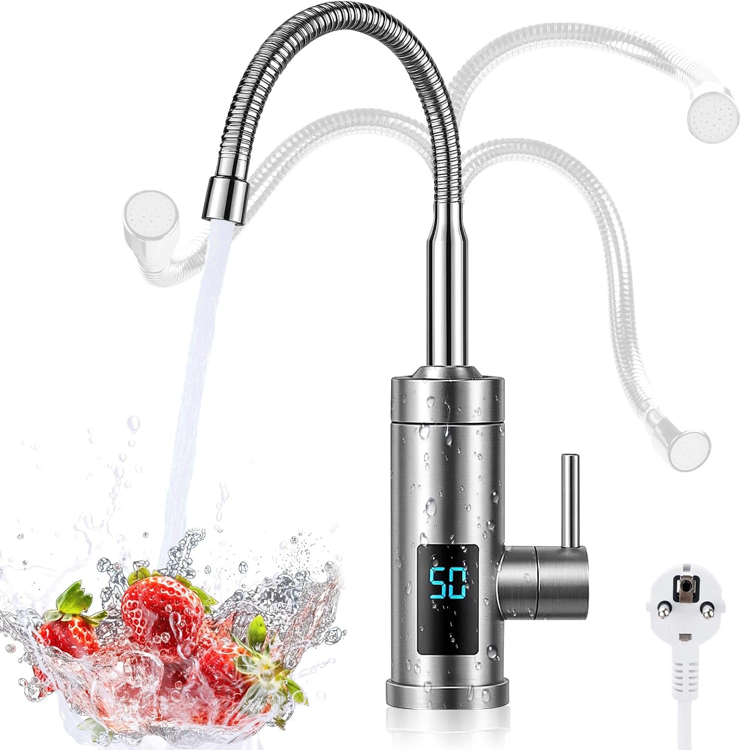 Elektrischer Wasserhahn mit Durchlauferhitzer, 220V 3000W ...