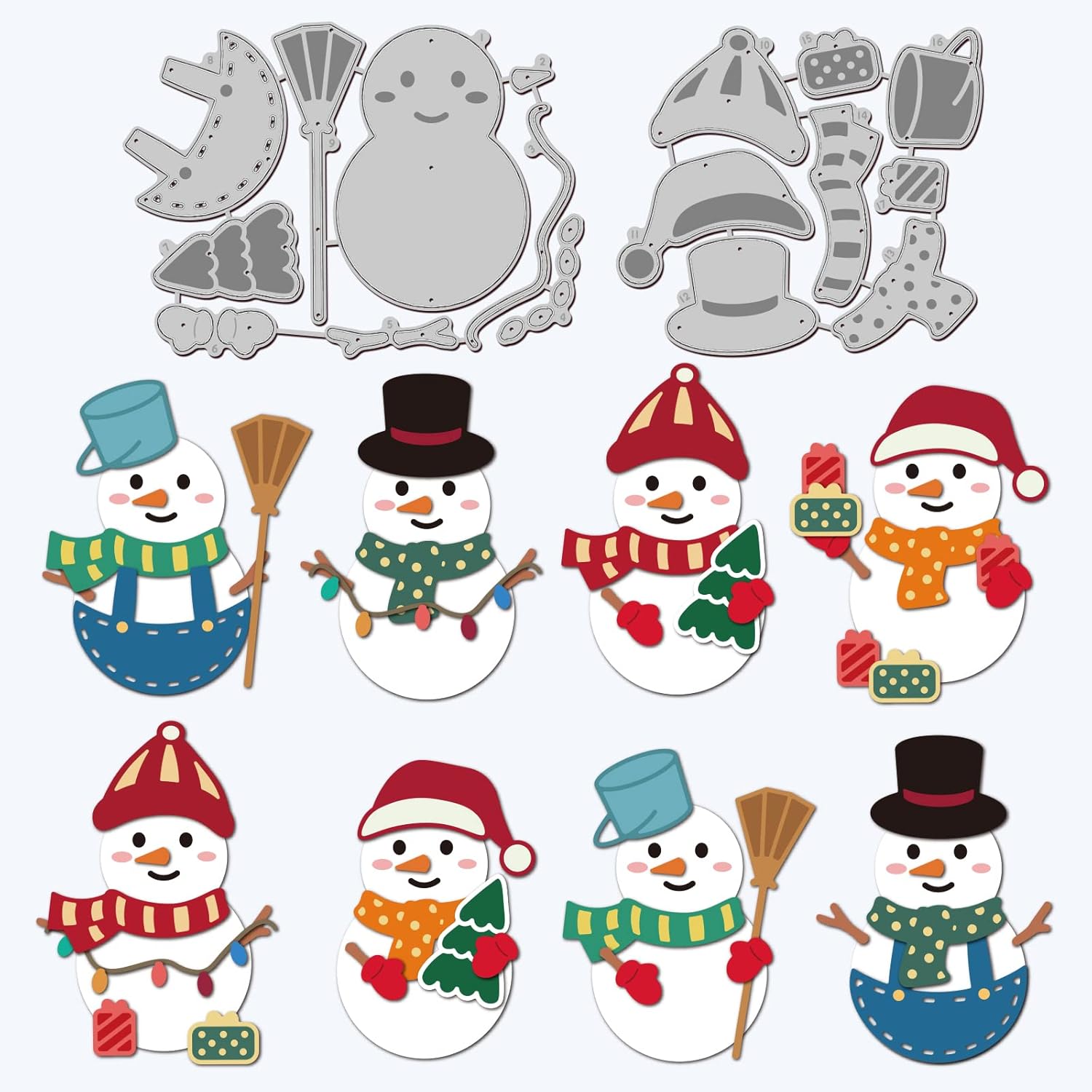 GLOBLELAND Christmas Snowman Cutting Dies Metal Winter Snowman Die Cuts ...