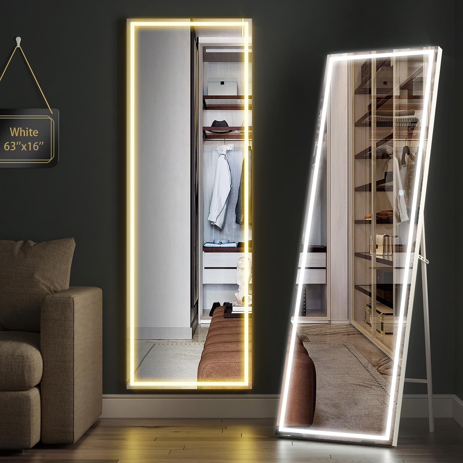 Amazon.com: Uliyati Full Length Mirror with Lights, 63"x16" Full Body ...