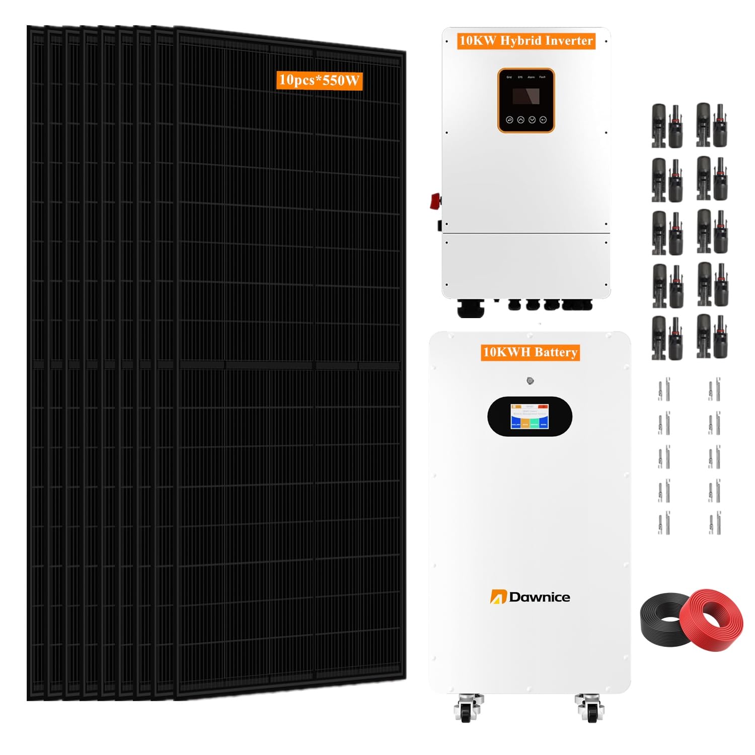 Amazon.com : 10KWH 10KW Hybrid Solar System Complete Kit 10PCS*550W ...
