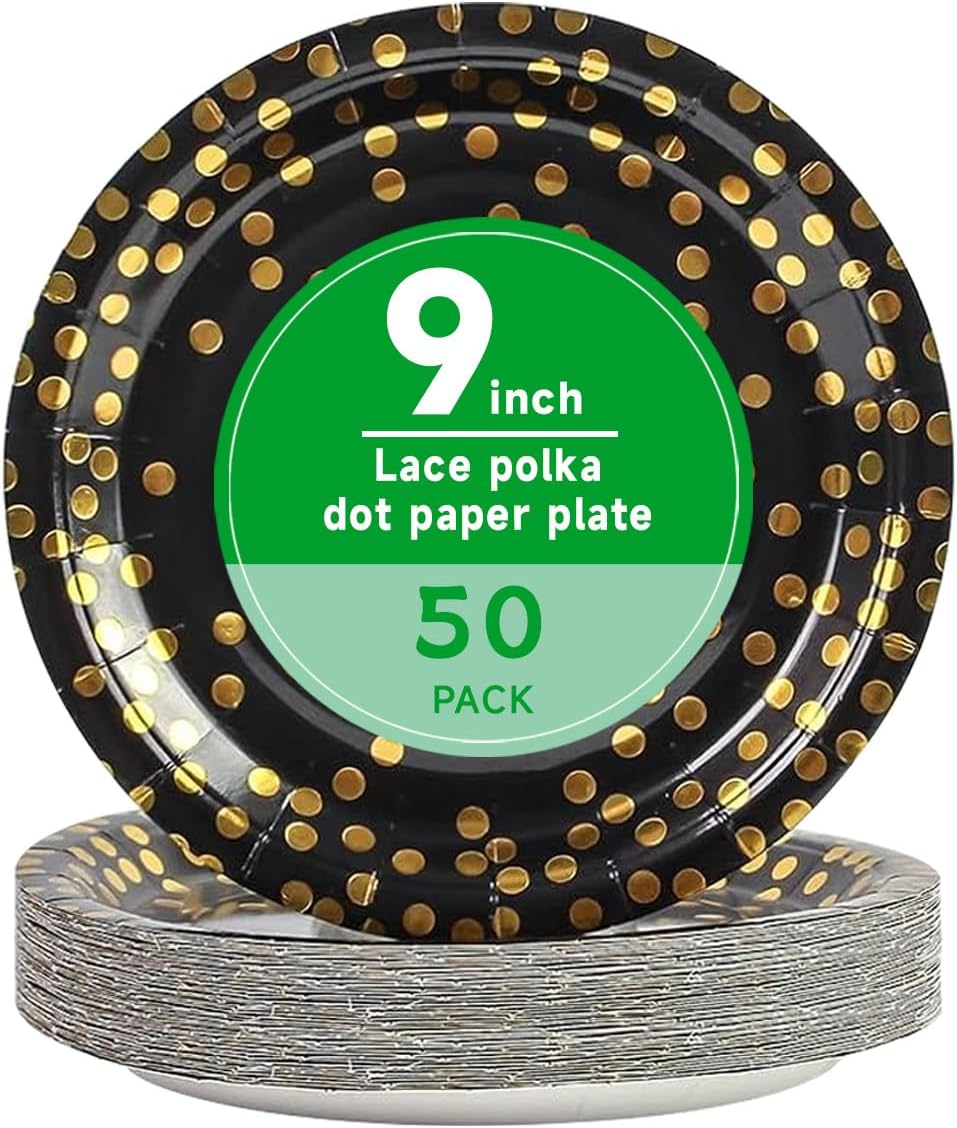 Amazon.com: Yinbanban Stylish Paper Plates 50 Count,Eco Compostable ...
