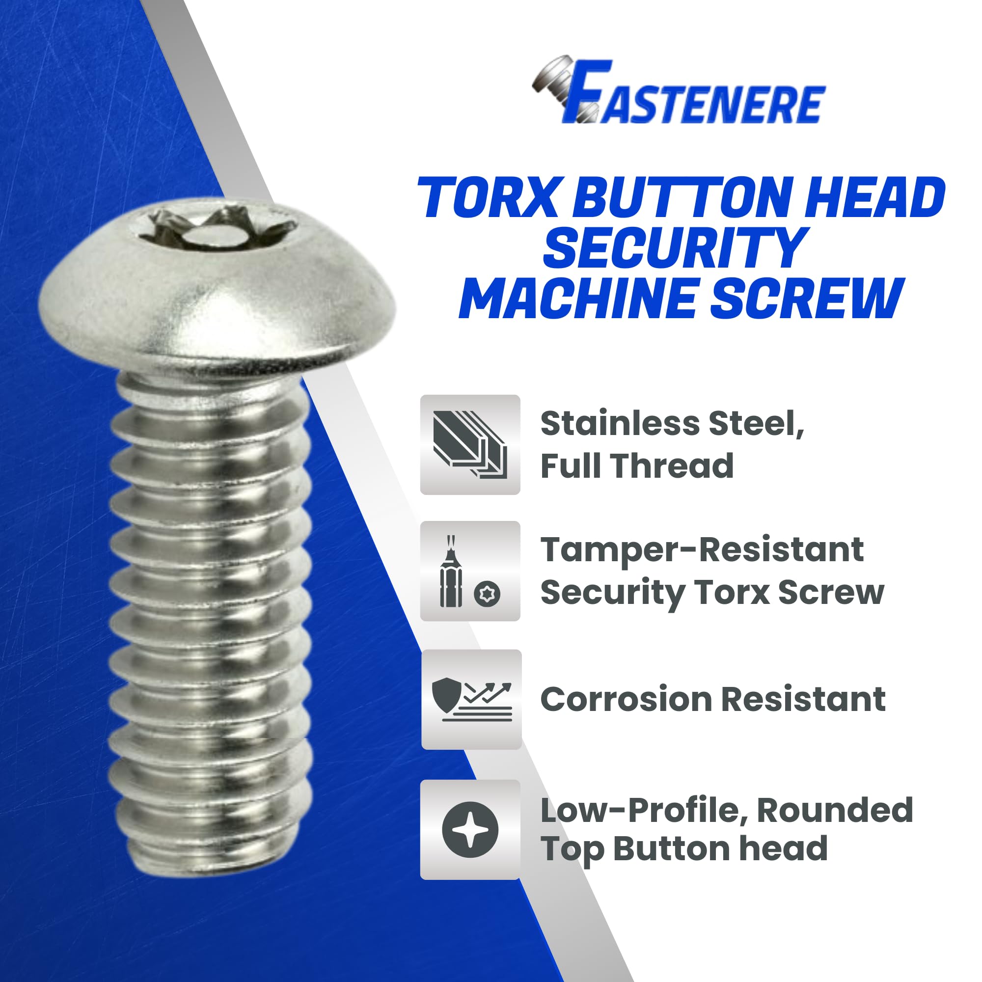 M4 X 25mm Pin In Head Torx Screws, 304 Stainless Steel Pin Torx Button