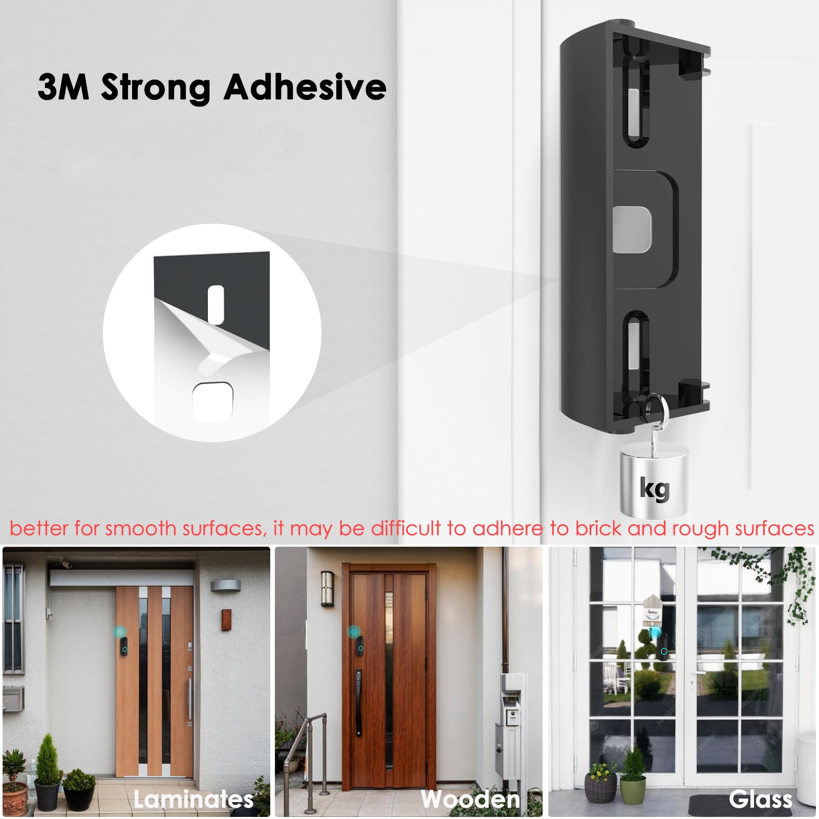Snapklik.com : KIMILAR No-Drill Adhesive Angle Doorbell Mount Compatible
