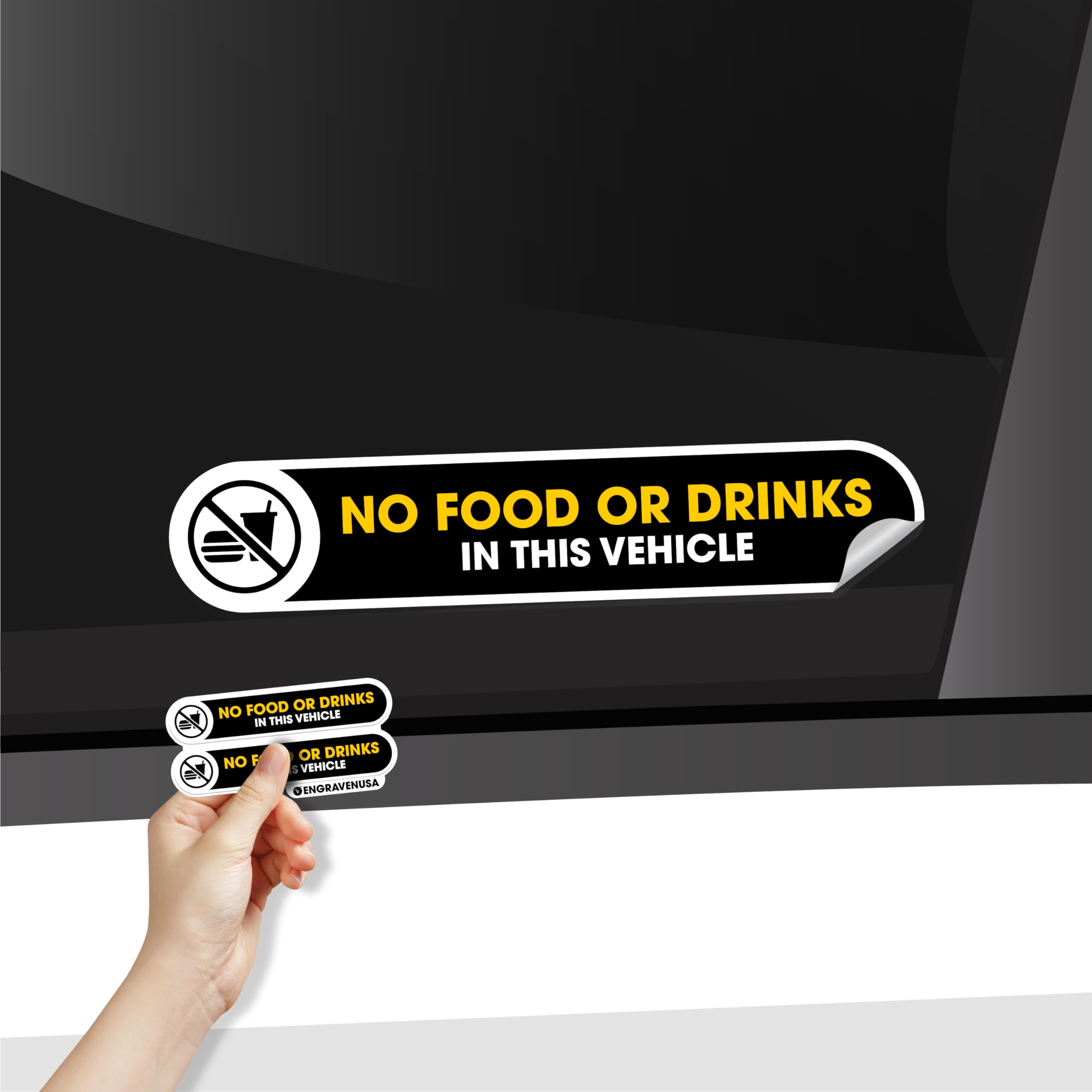 Amazon.com - No Food or Drinks in This Vehicle | 2 Small Self Adhesive ...