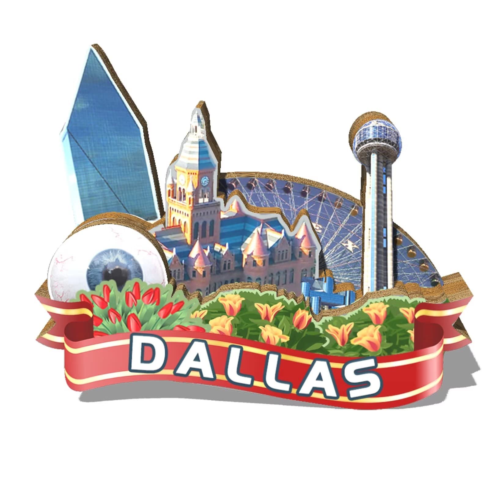 Amazon.com: USA Dallas Magnet Fridge Magnet Wooden 3D Landmarks Travel ...