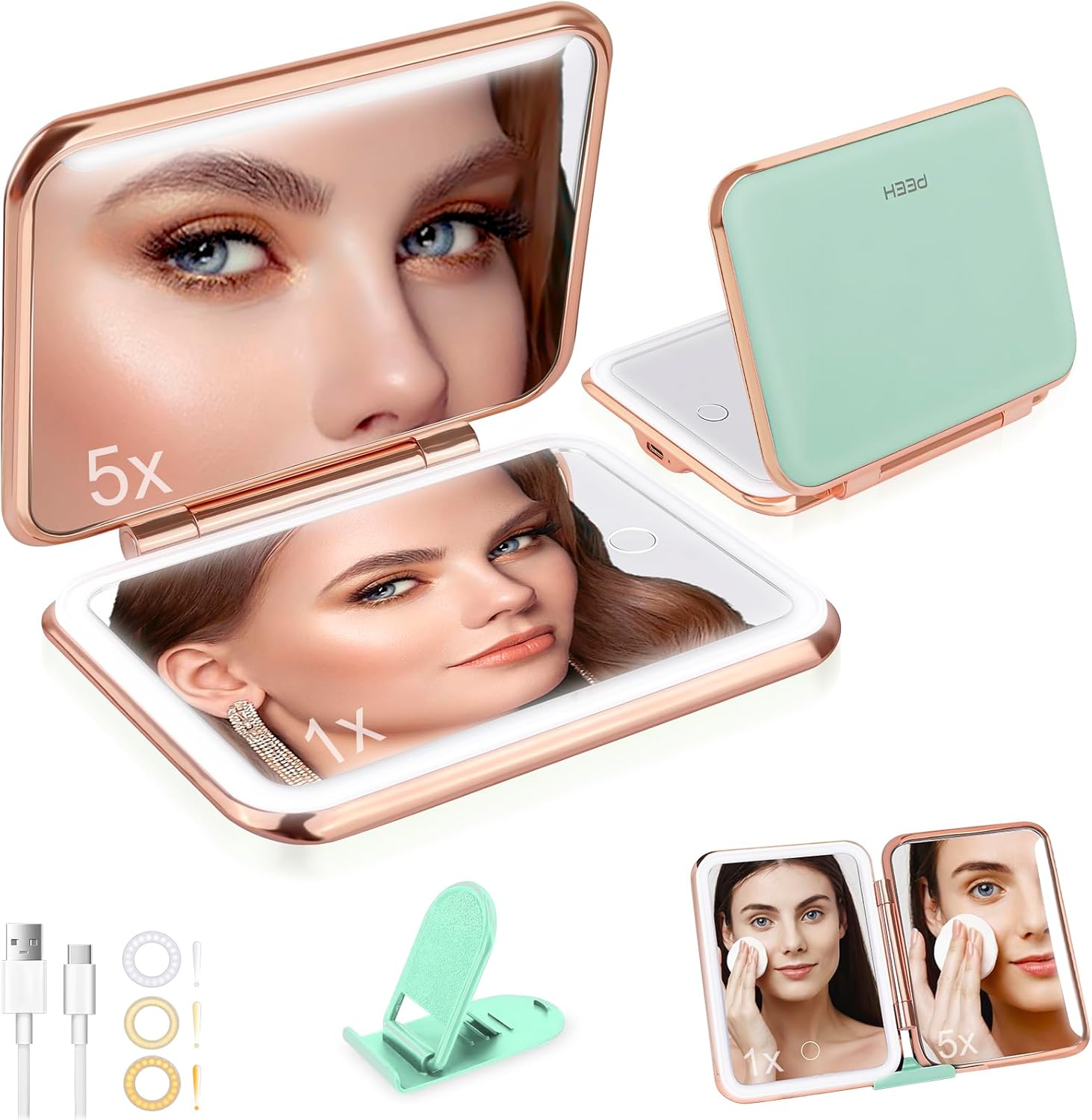 Amazon.com: Omobolanle Makeup Mirror,5X Magnifying Mirror with Lights ...