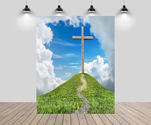 Amazon.com : CHNYWORK 6ftx9ft Wooden Cross Backdrop Jesus Christ ...
