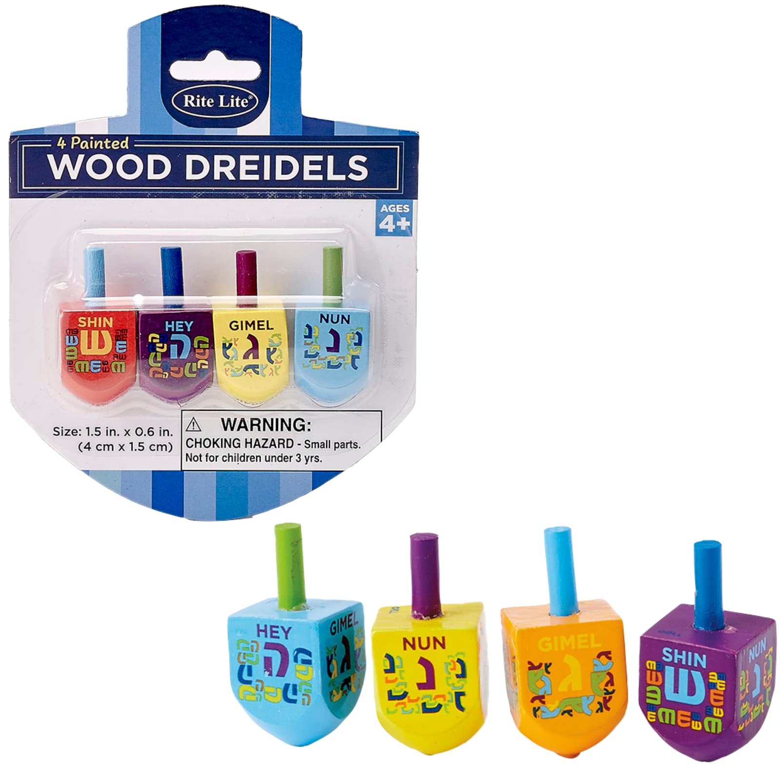 Amazon.com: Rite Lite The Dreidel Game Chanukah Painted Wooden Dreidels ...
