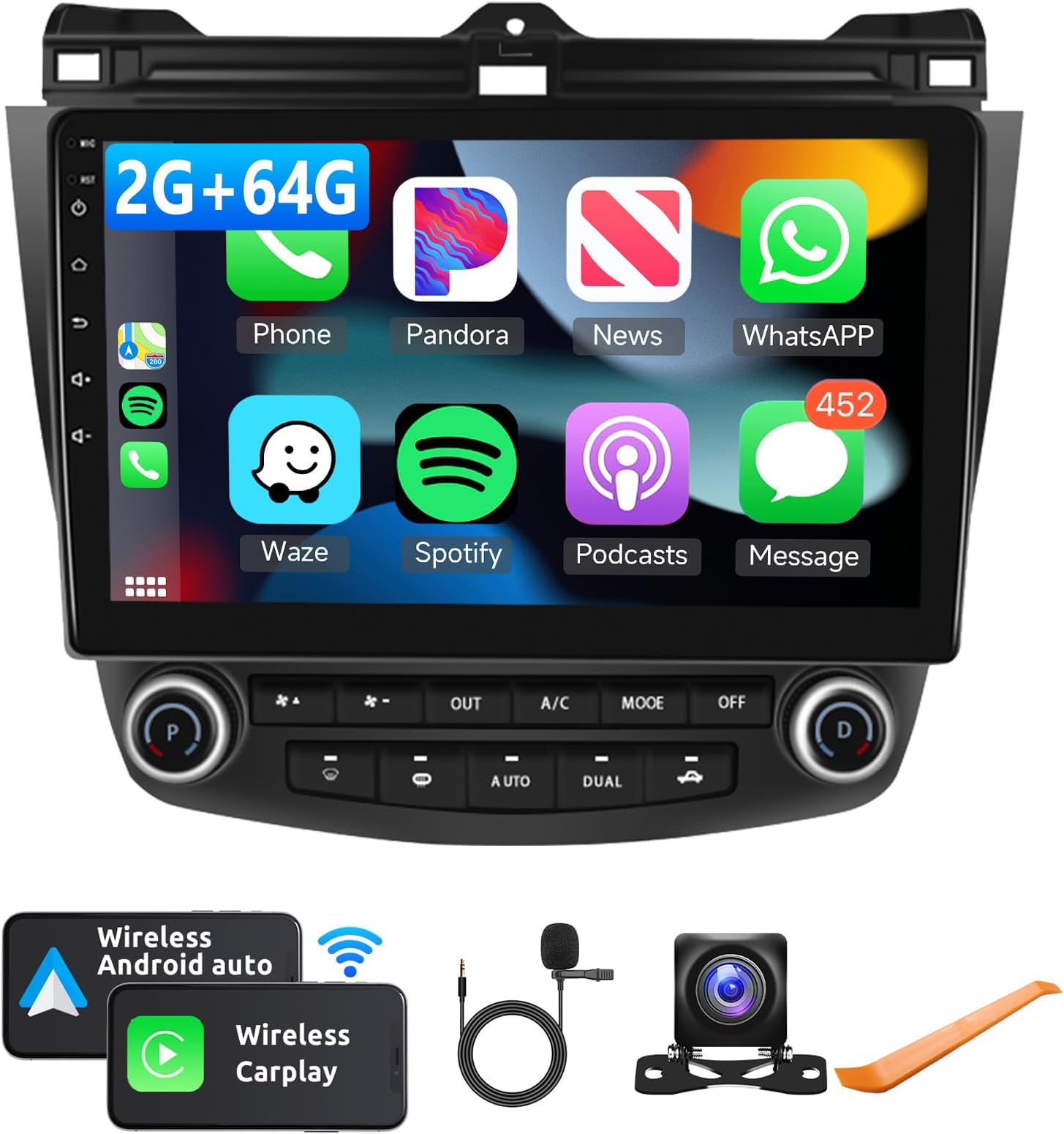 Amazon.com: 2+64G Android Car Stereo for Honda Accord 7th 2003 2004 ...