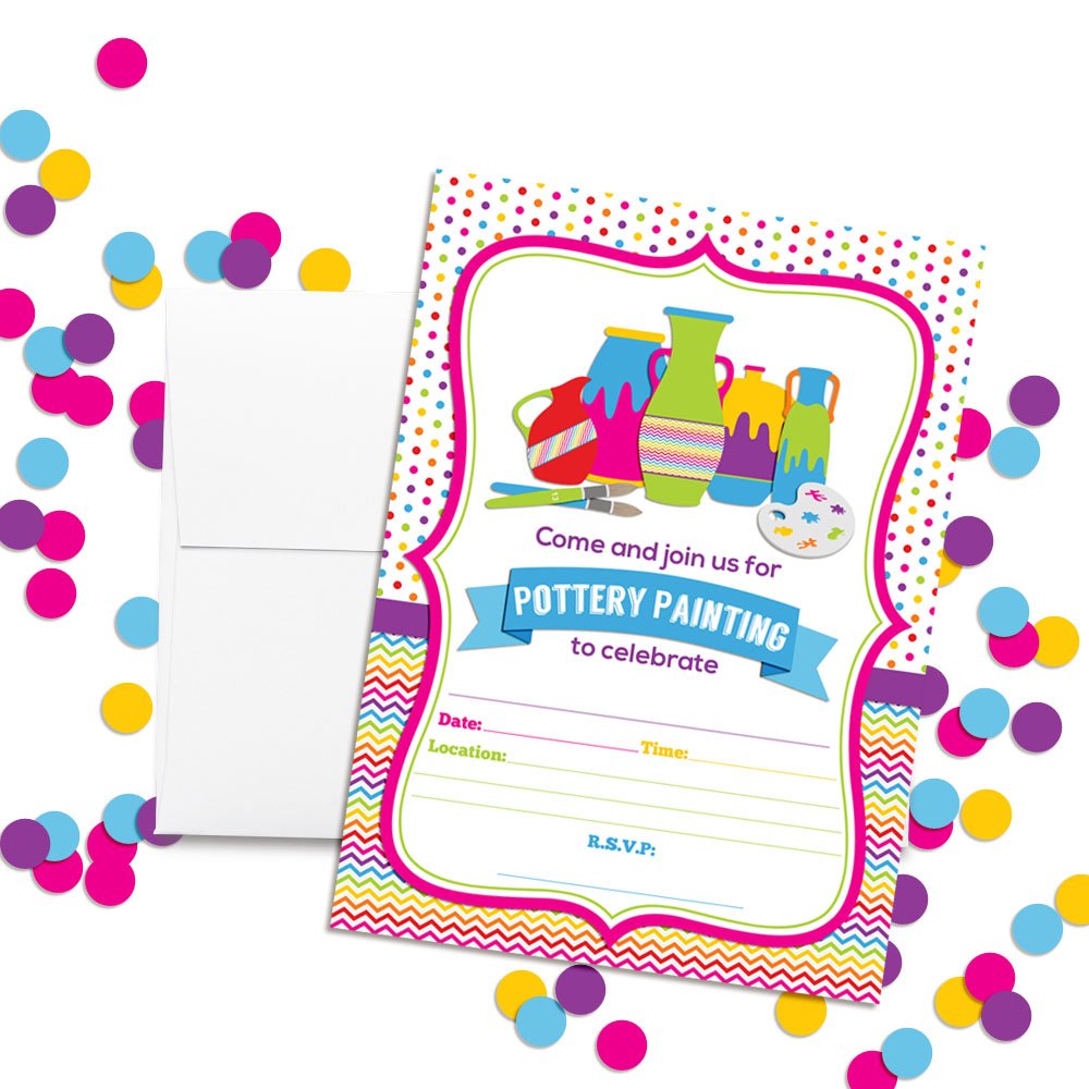Pottery Birthday Invitations Pottery Painting Party Fill In Birthday