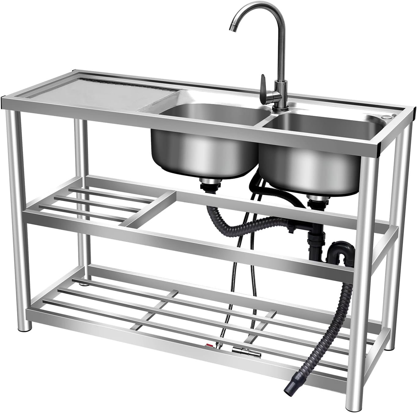 Amazon.com: 2 Compartment Stainless Steel Commercial Kitchen Utility ...