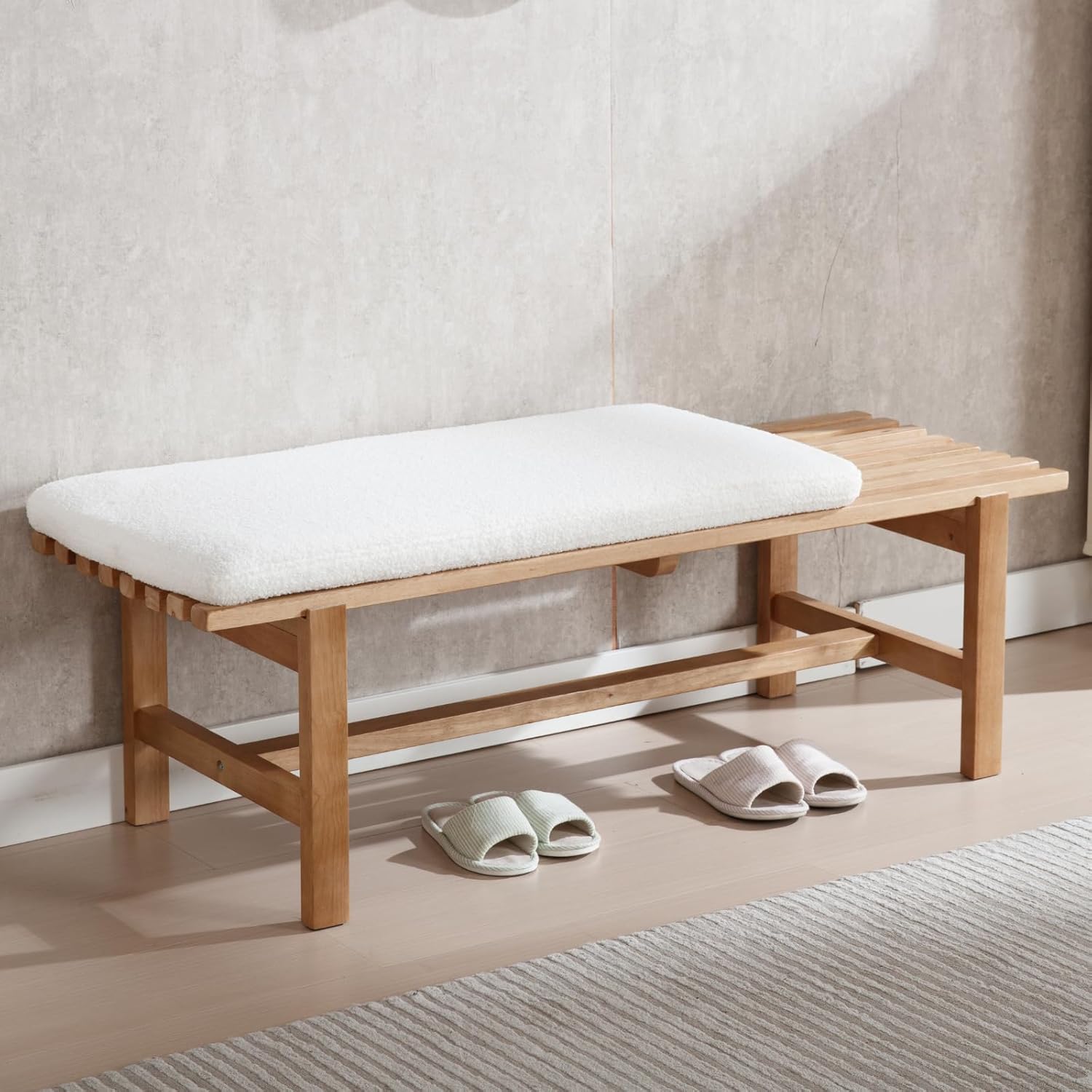 Amazon.com: Ya-Home Mid-Century Modern Bench, 51 Inch Upholstered ...