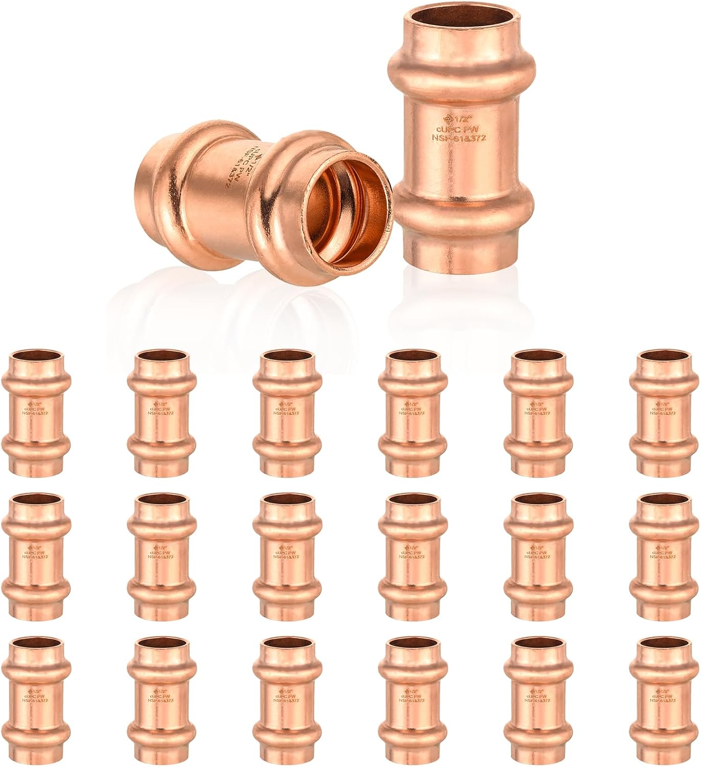 Amazon.com: 20-Pack HeSun 1/2" x 1/2" Copper Press Coupling with Stop ...