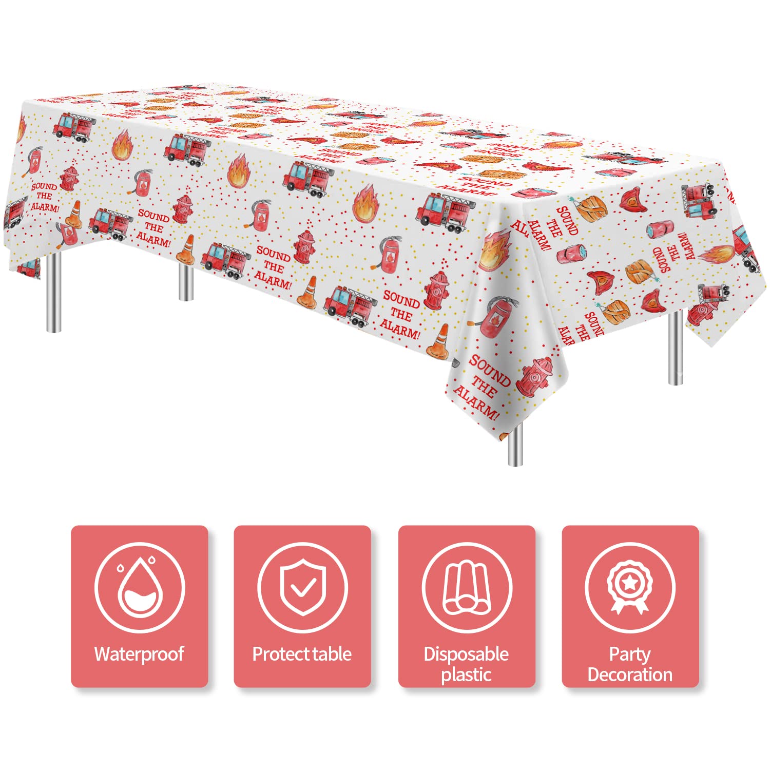Snapklik.com : HIPVVILD Fire Truck Birthday Party Tablecloth Supplies ...