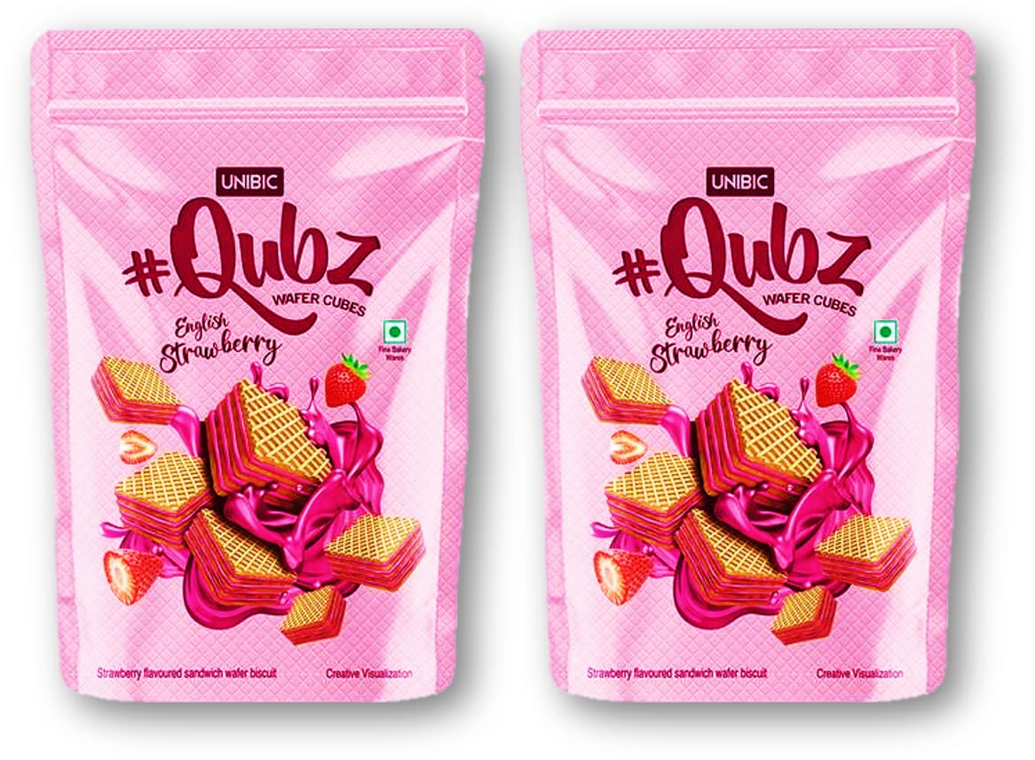 Unibic Qubz English Strawberry Wafer Cubes 30g (Pack of 2) Unique ...