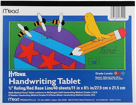 Amazon.com: Mead Hytone Handwriting Tablet for Grades 1-2-3, 11X8 1/2 ...