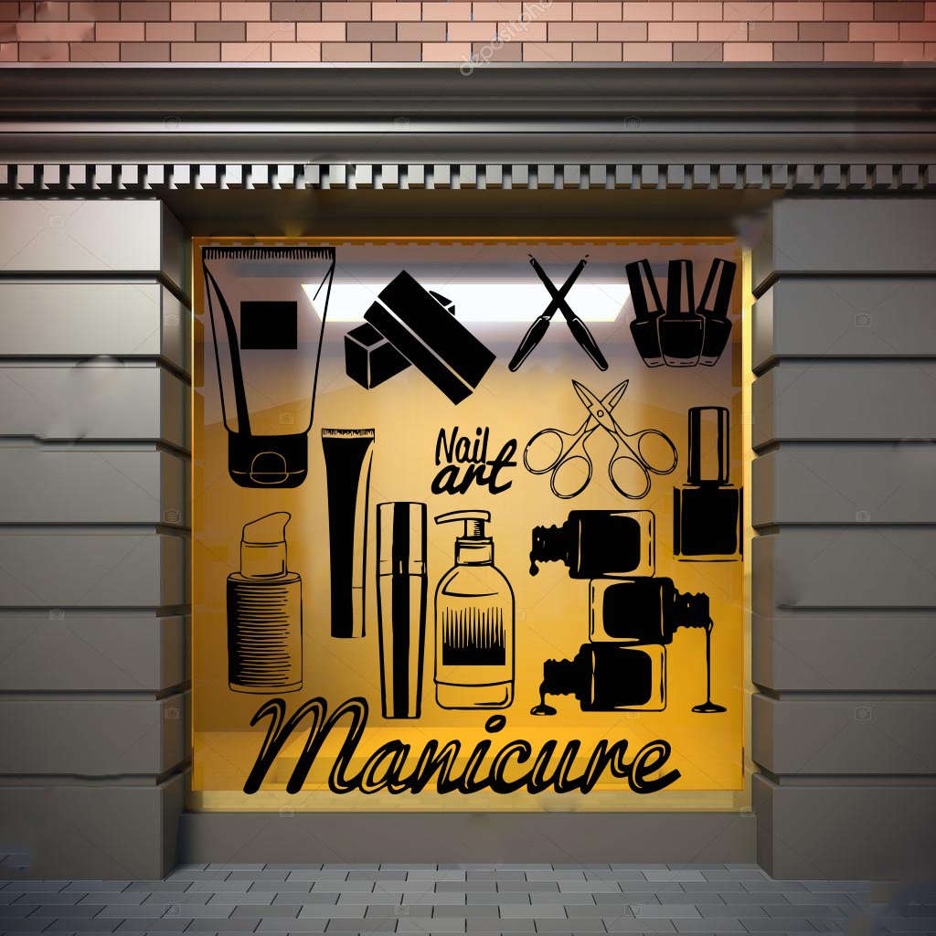 Amazon.com: Wall Window Decal Sticker Nail Salon Nails Nail Polish ...