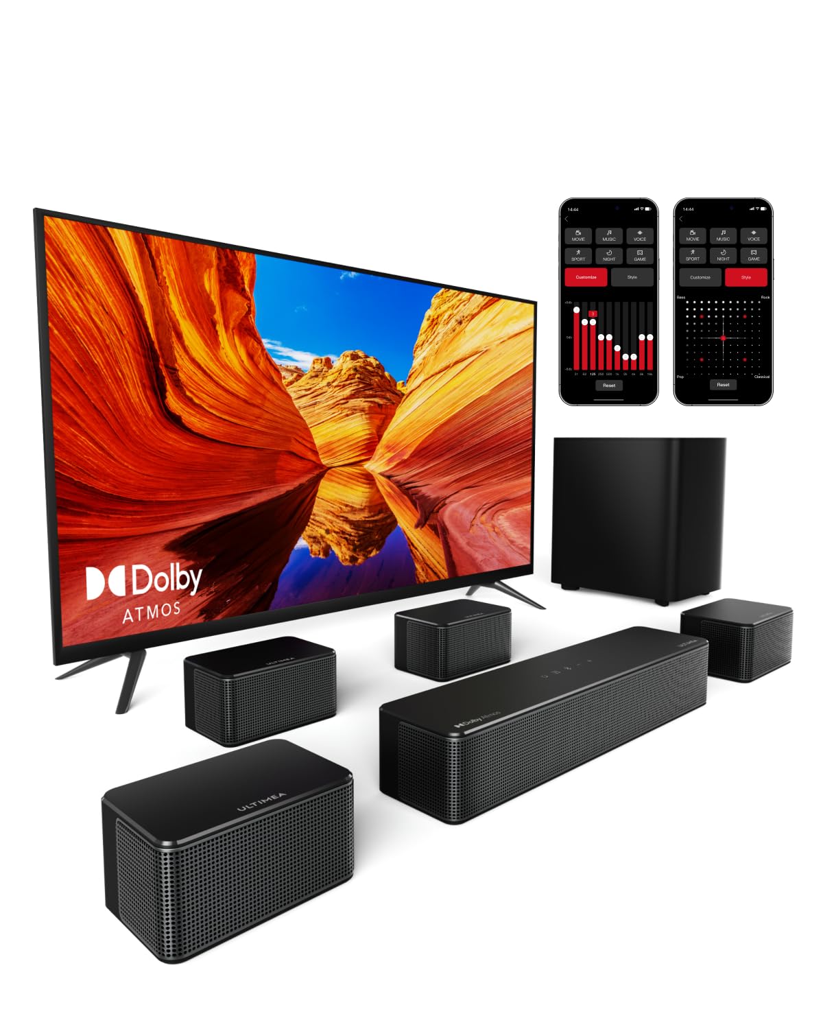 Amazon.com: ULTIMEA 7.1Ch Sound Bar with Dolby Atmos, APP Control ...