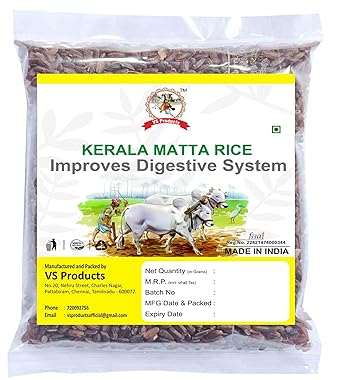 VS Products Kerala Matta Rice, 10kg, Rose Matta Rice, Palakkadan Rice ...